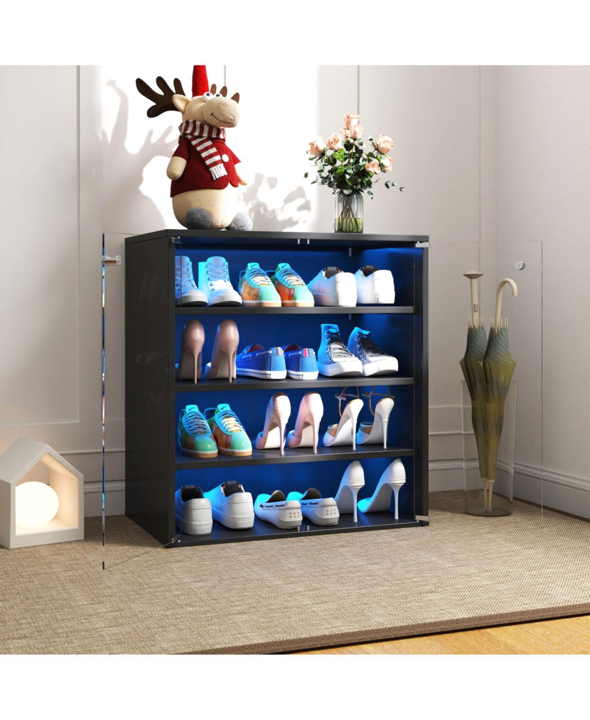Click here for Streamdale Rgb Led Shoe Storage Box with Glass Doo... prices