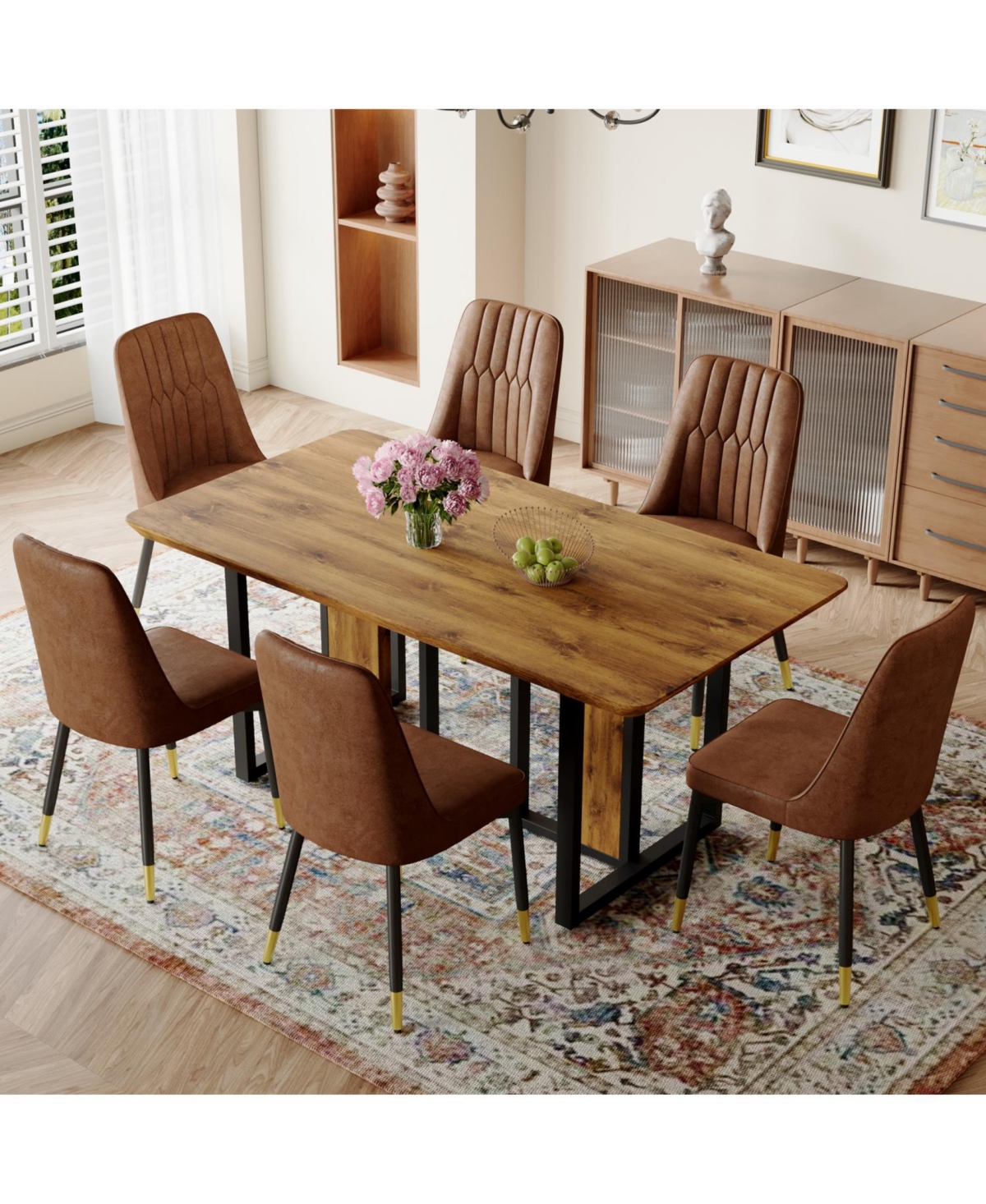 Click here for Streamdale Wood-Textured Mdf Dining Table Set with... prices