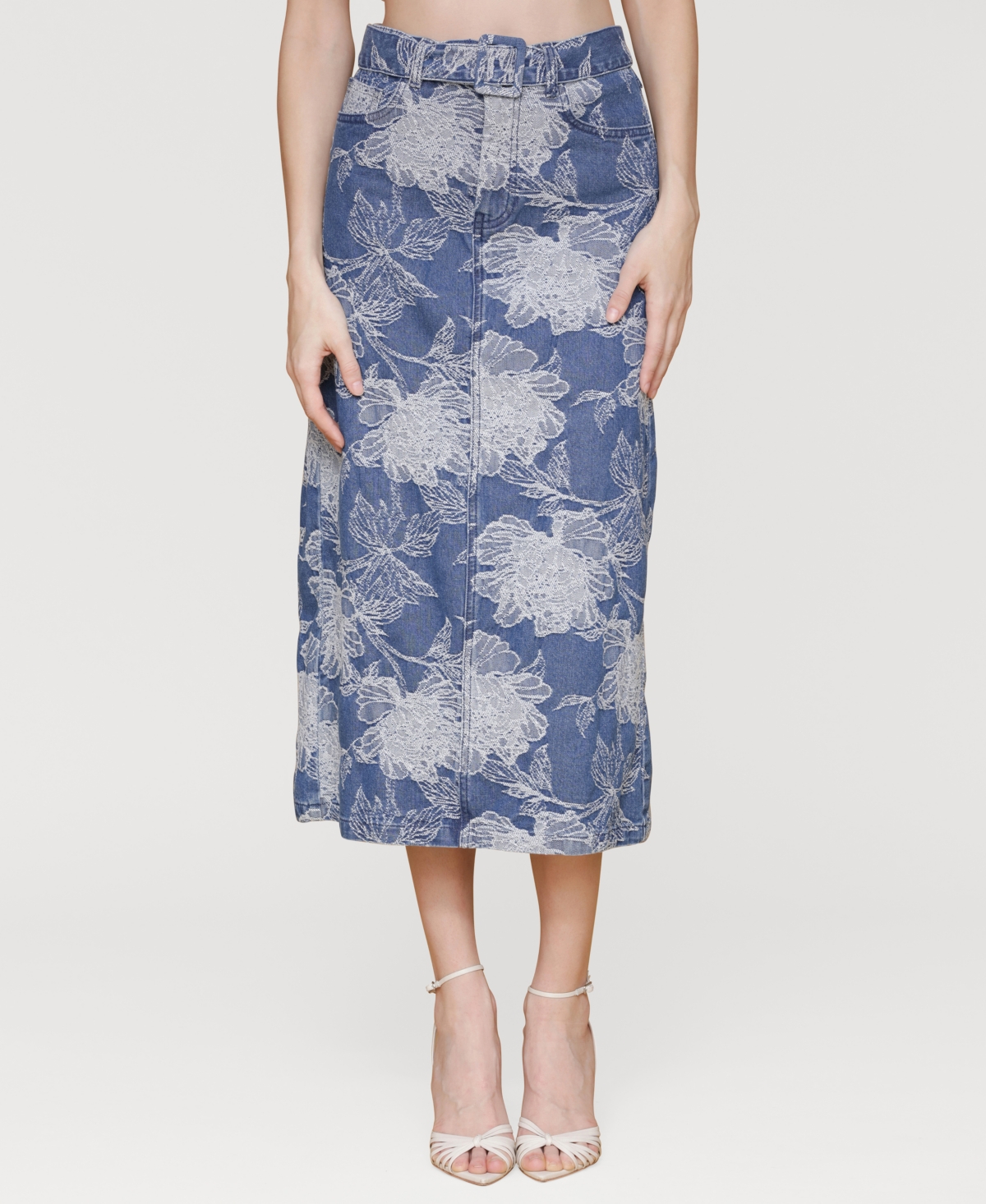 Click here for Avec Les Filles Womens Floral Denim Maxi Skirt - M... prices