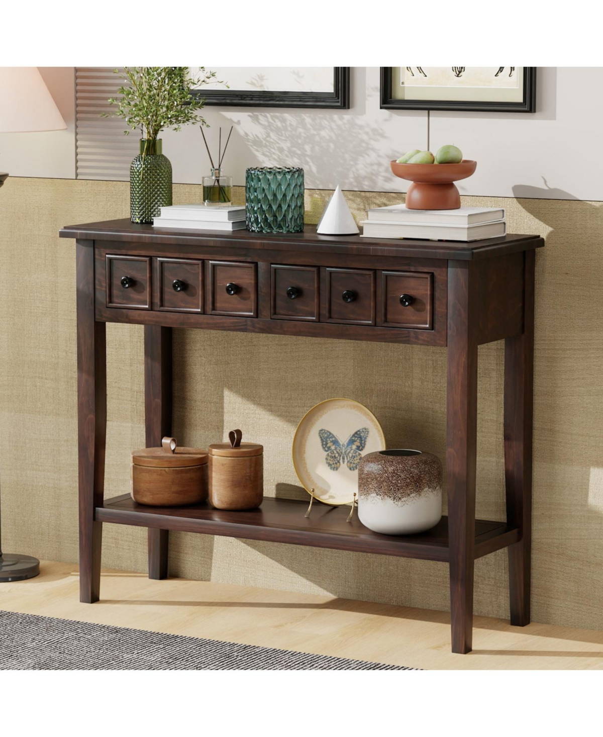 Click here for Rustic Console Table with Open Shelf  Rubber Wood... prices