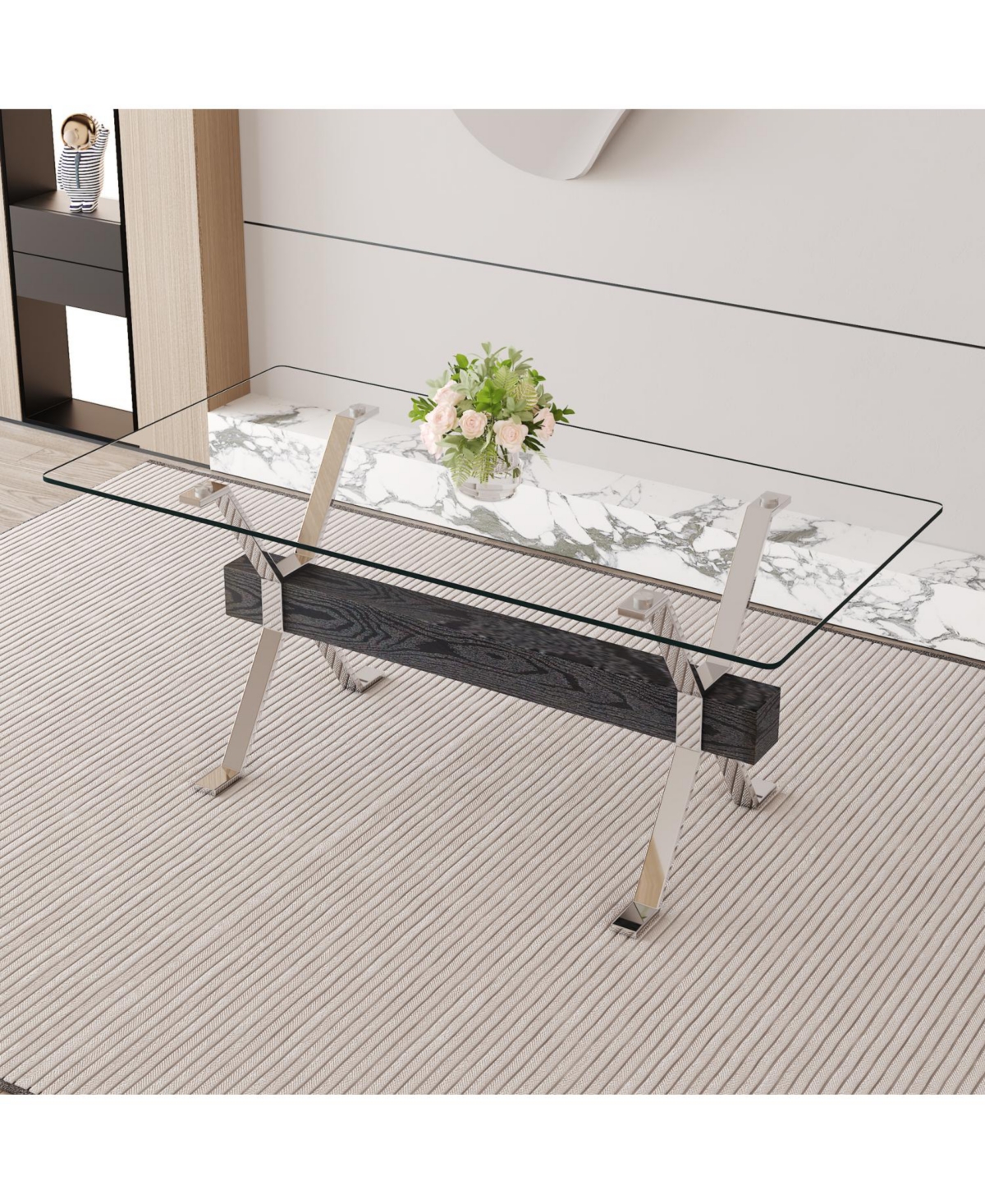 Click here for Modern Glass Dining/Office Table with Silver Metal... prices