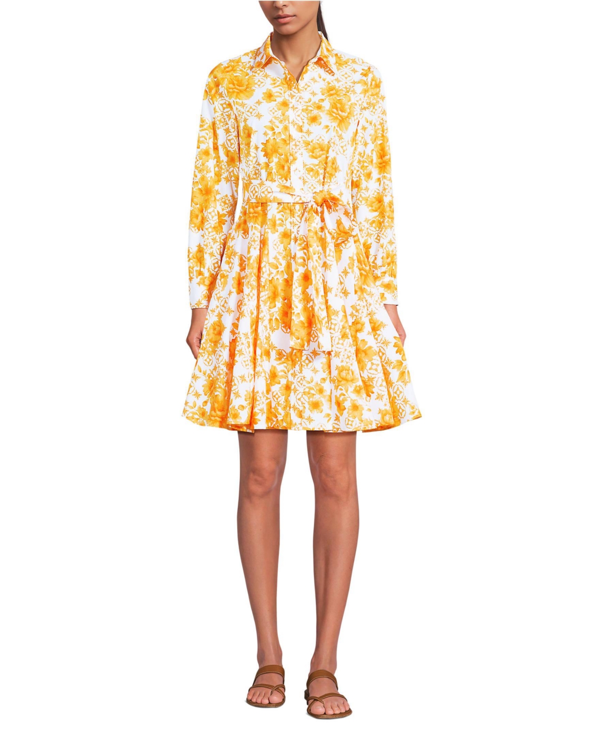 Click here for Lands End Womens Poplin Button Front Dress with Go... prices