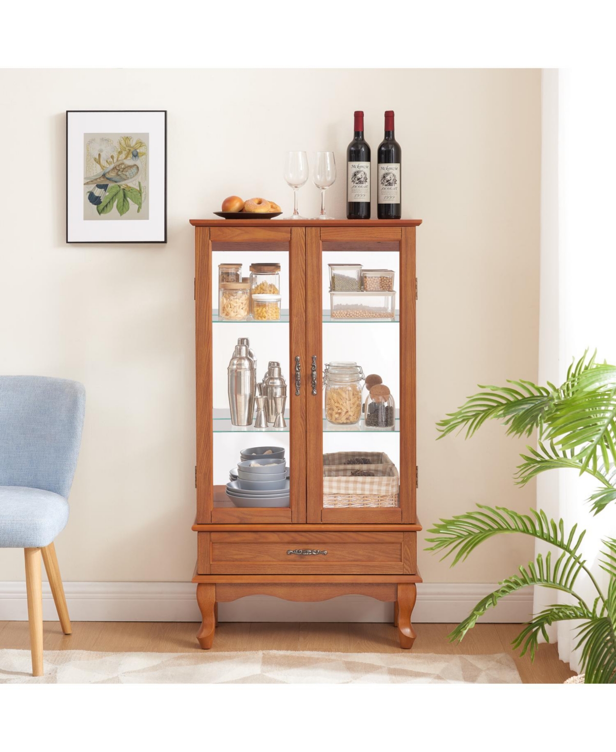 Click here for Streamdale Glass Lighted Curio Cabinet with Adjust... prices