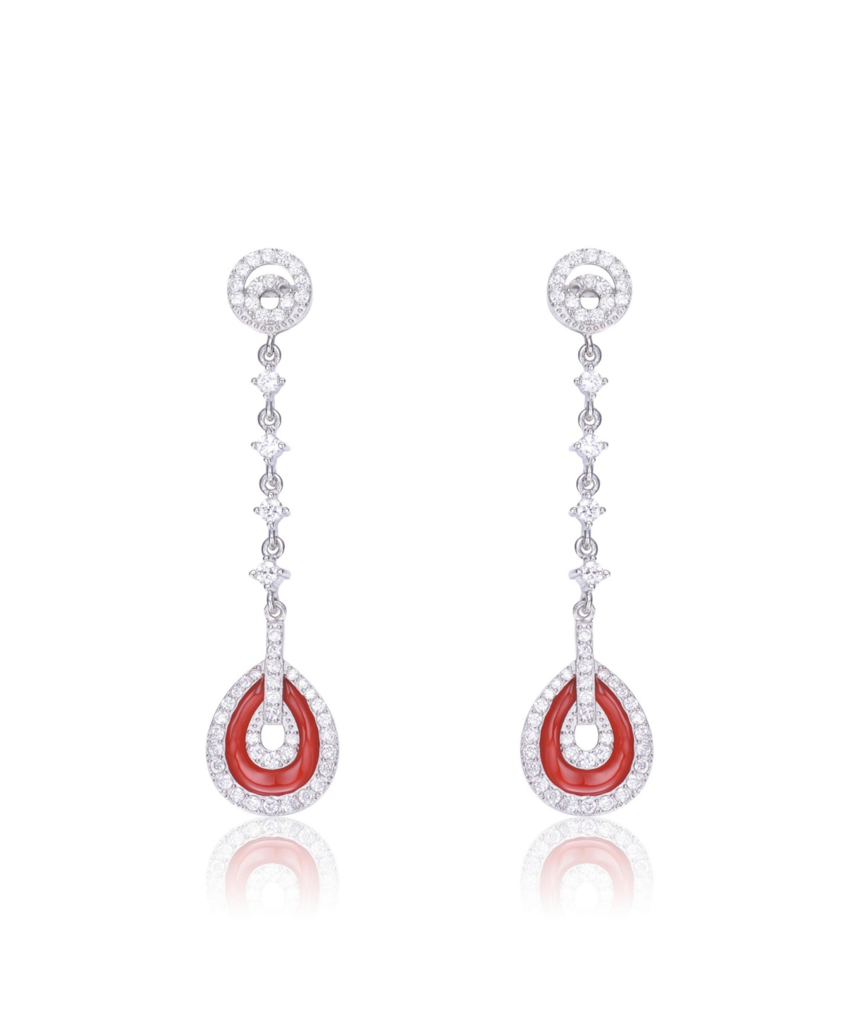 Click here for Sterling Silver White Gold Plating with Red Cubic... prices
