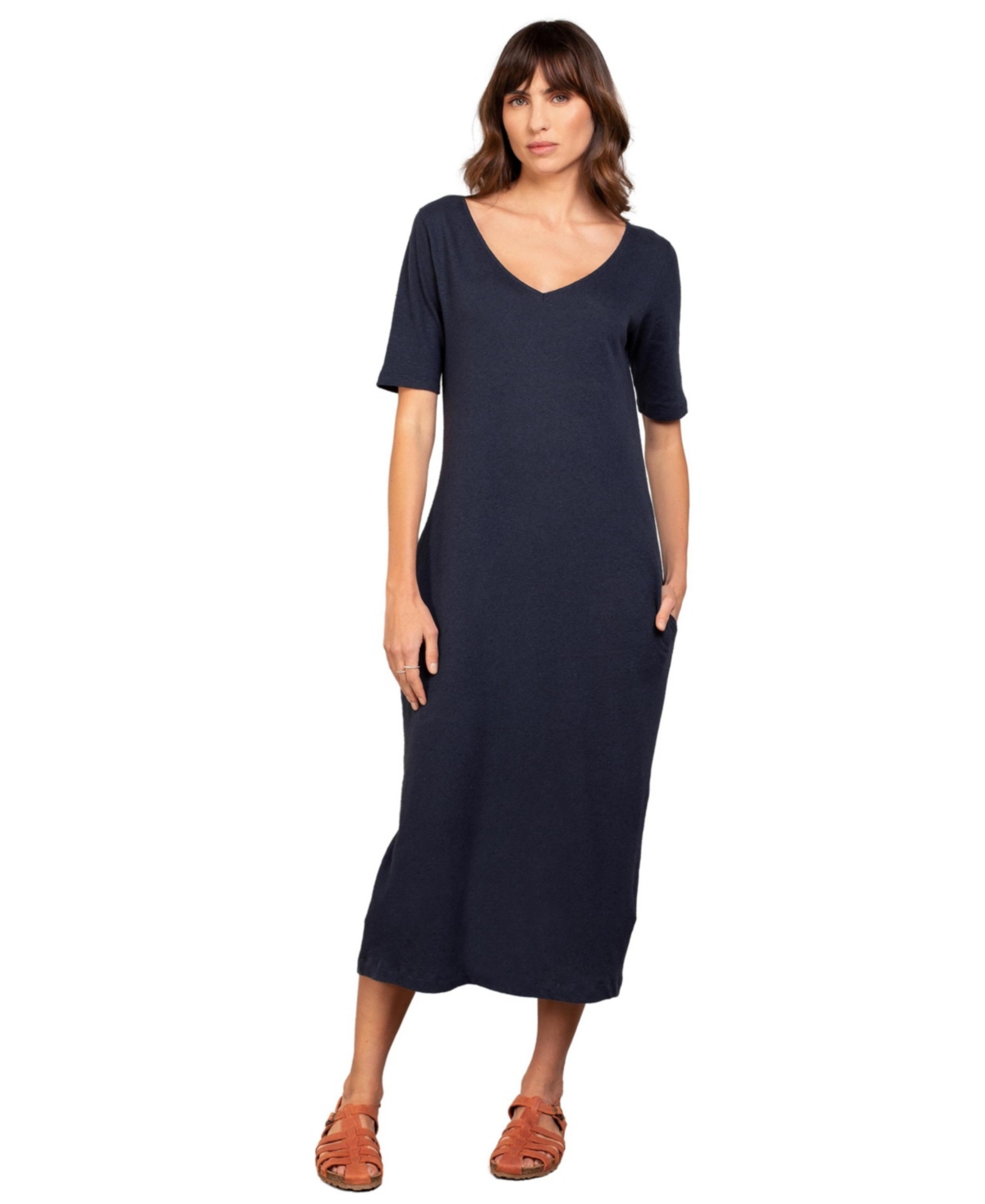 Click here for Celtic & Co. Womens Linen Blend Midi Dress - Navy prices