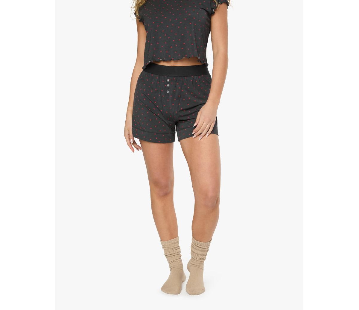 Click here for WeWoreWhat Womens Boxer Short - Black/scarlet prices