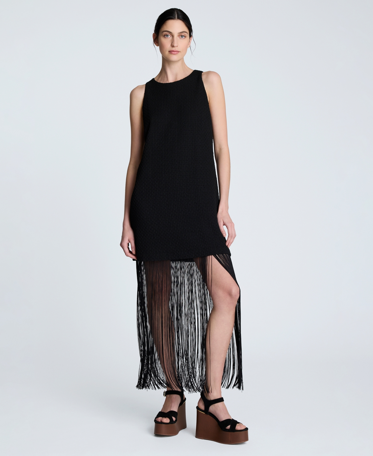 Click here for Kenneth Cole Womens Fringe-Hem Mini Sleeveless Shi... prices