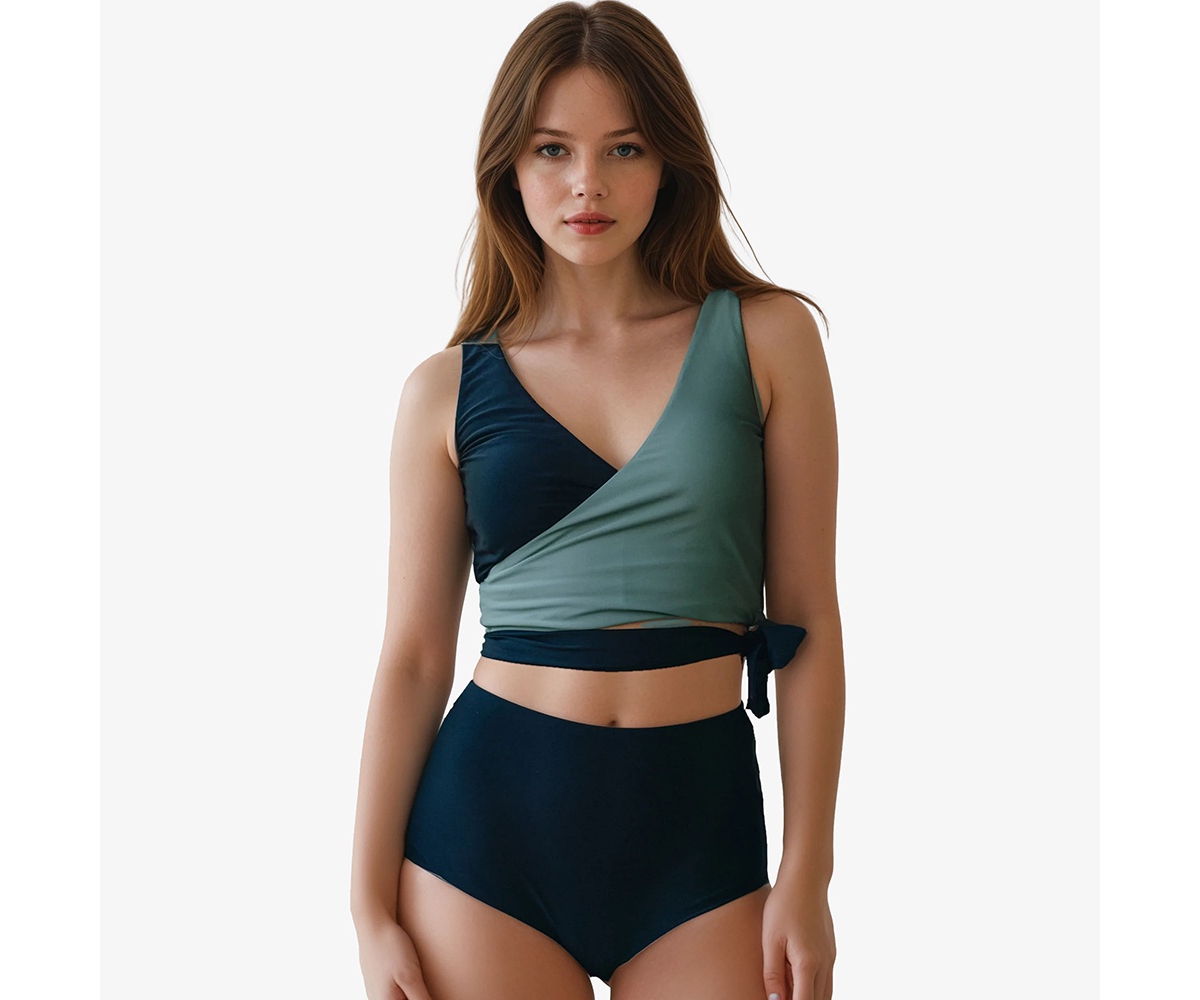 Click here for Calypsa Plus Size Emery 2-Piece Wrap Style Swim Se... prices