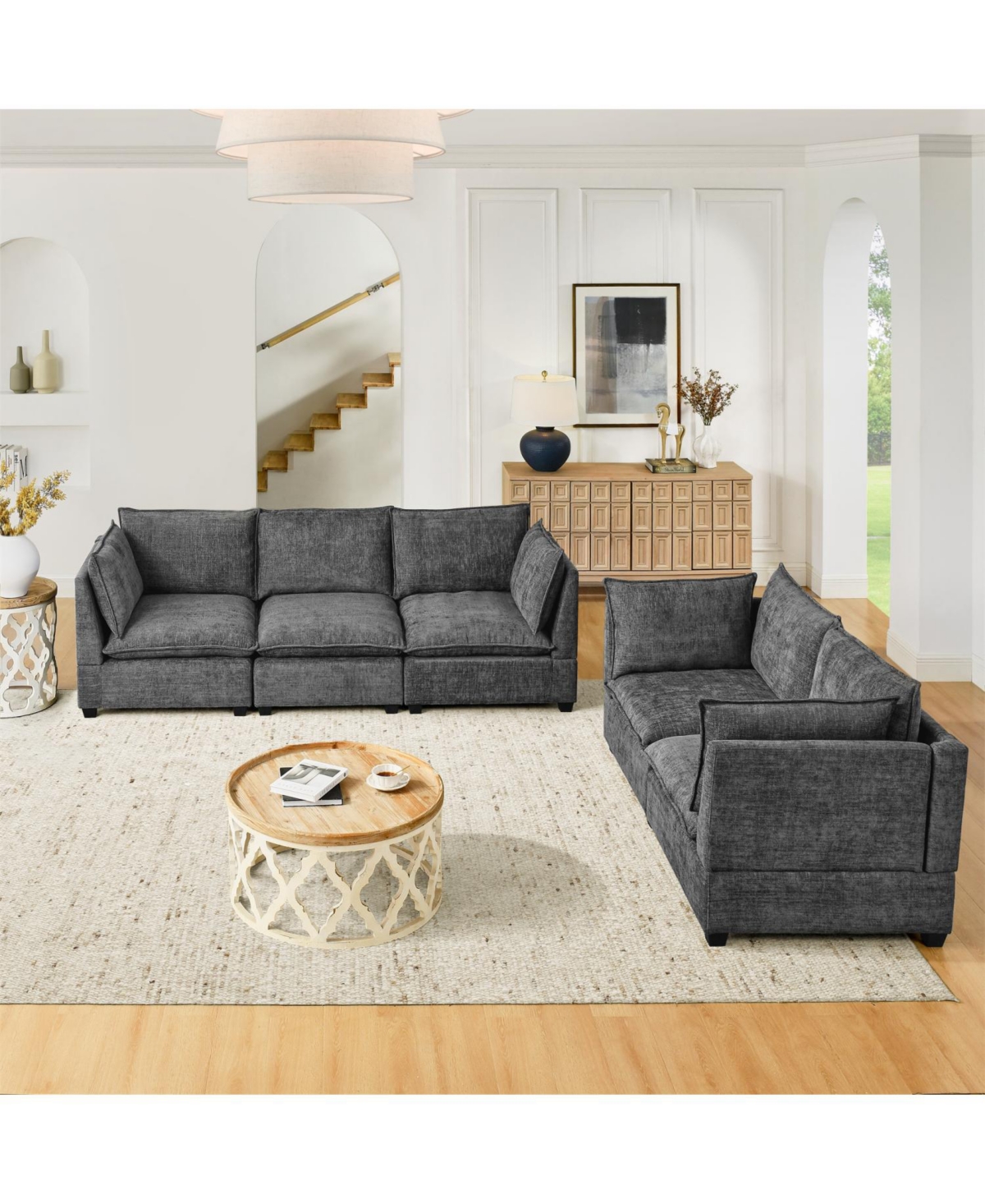 Click here for Streamdale Chenille Sofa & Loveseat Set - Grey - G... prices