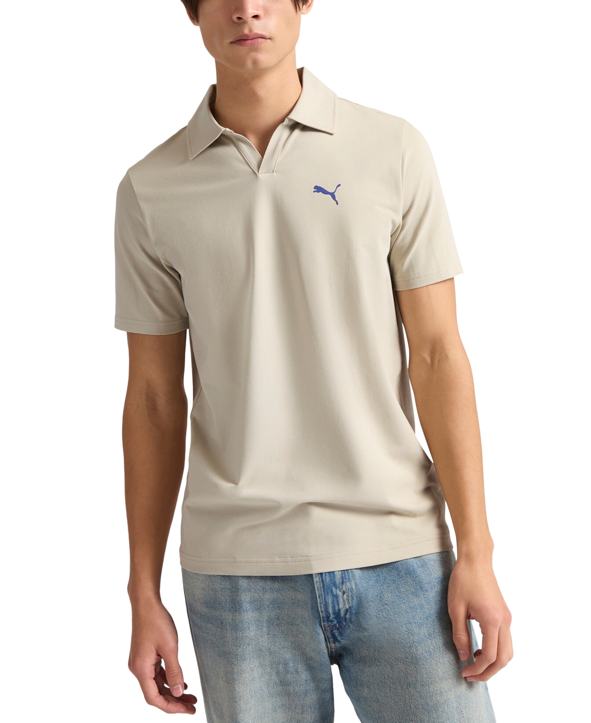 Click here for Puma Mens Logo Resort Polo Shirt - Desert Dust prices