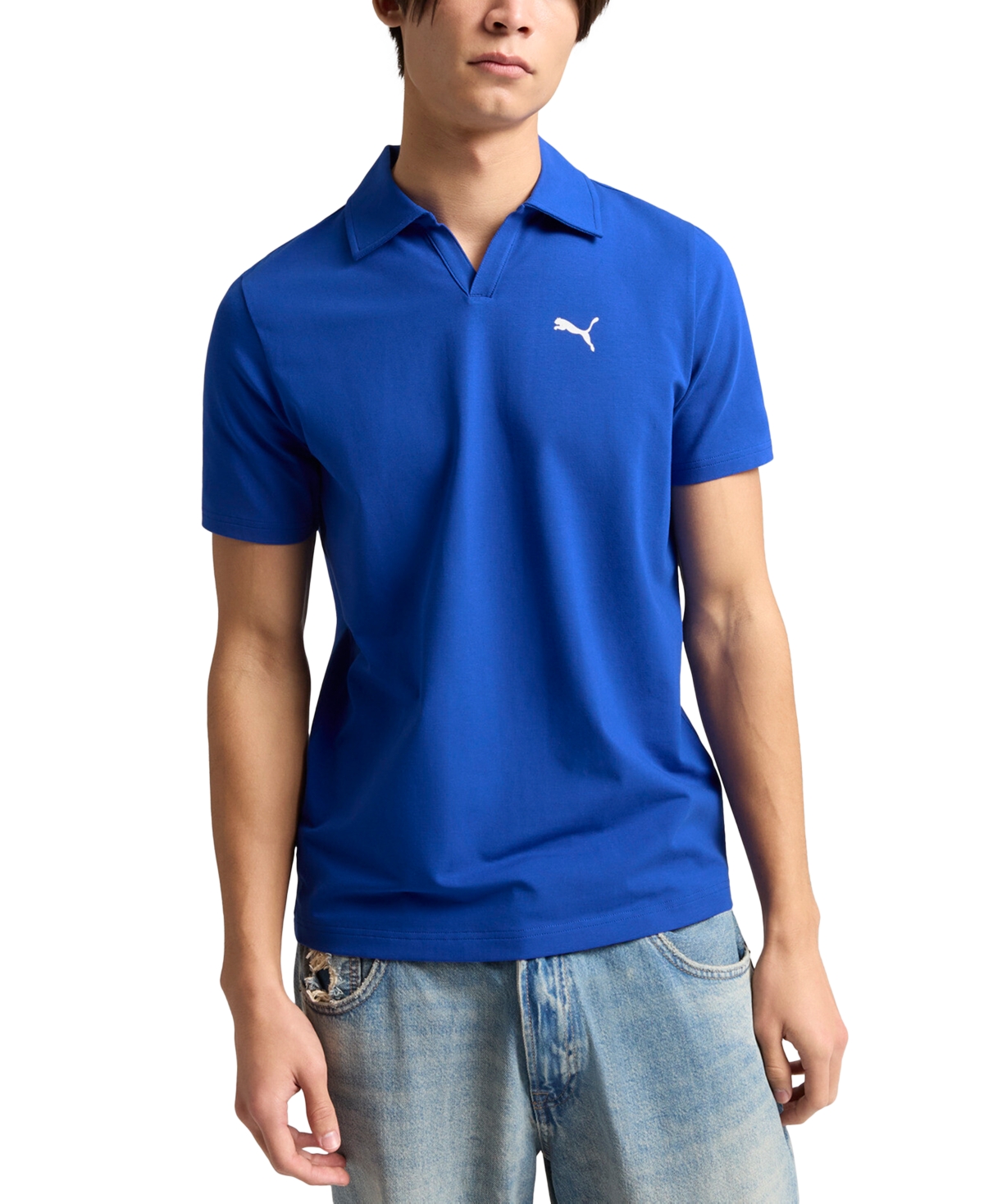 Click here for Puma Mens Logo Resort Polo Shirt - Vivid Blue prices