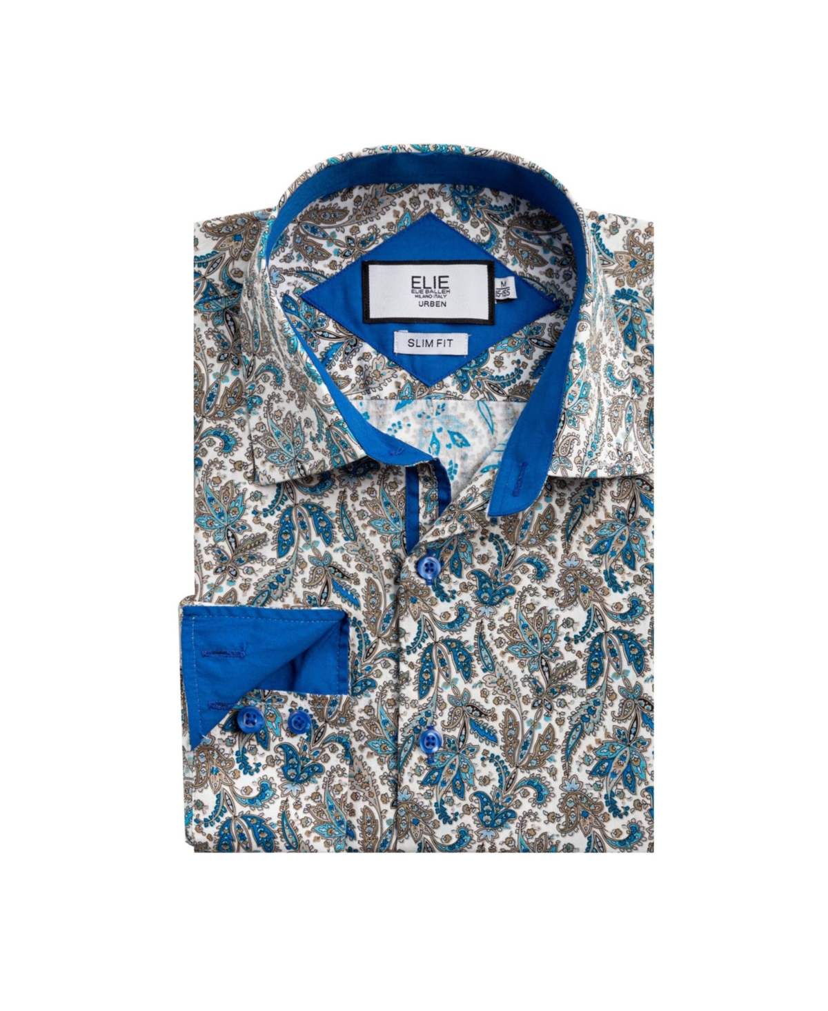 Elie Balleh Big Boys White Paisley Sport Slim Fit Shirt - White