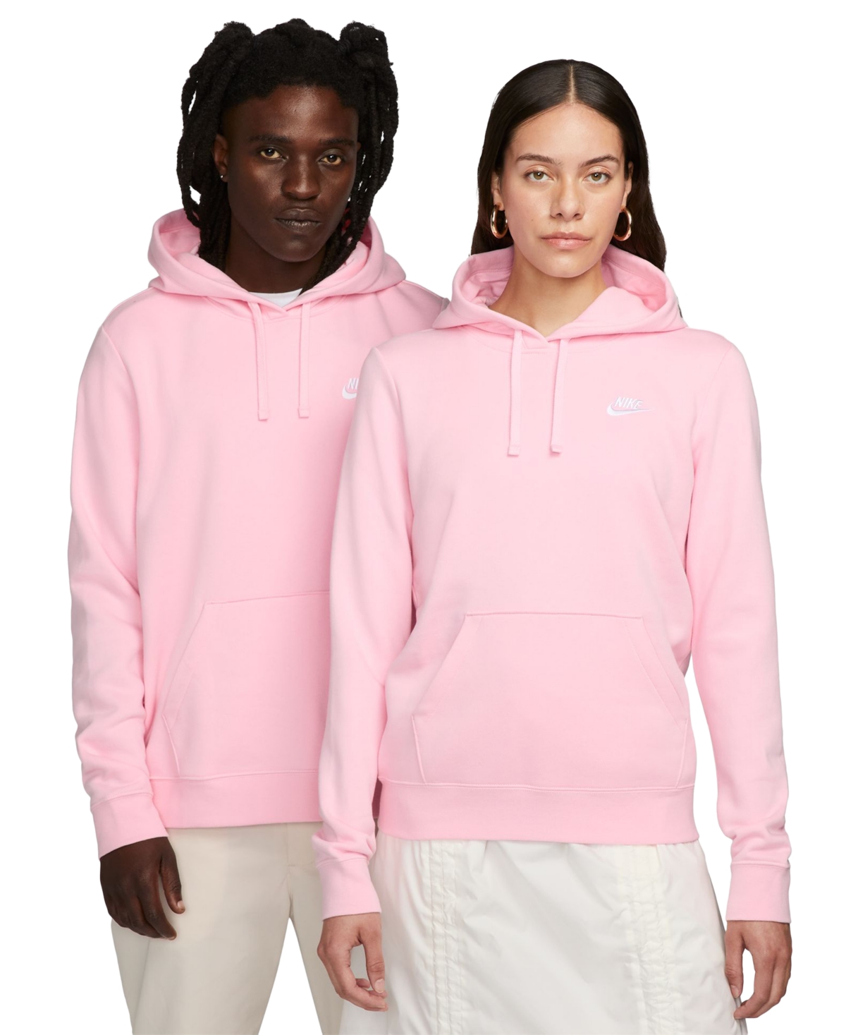 Nike Womens Sportswear Club Fleece Pullover Hoodie - Med Soft Pink/white