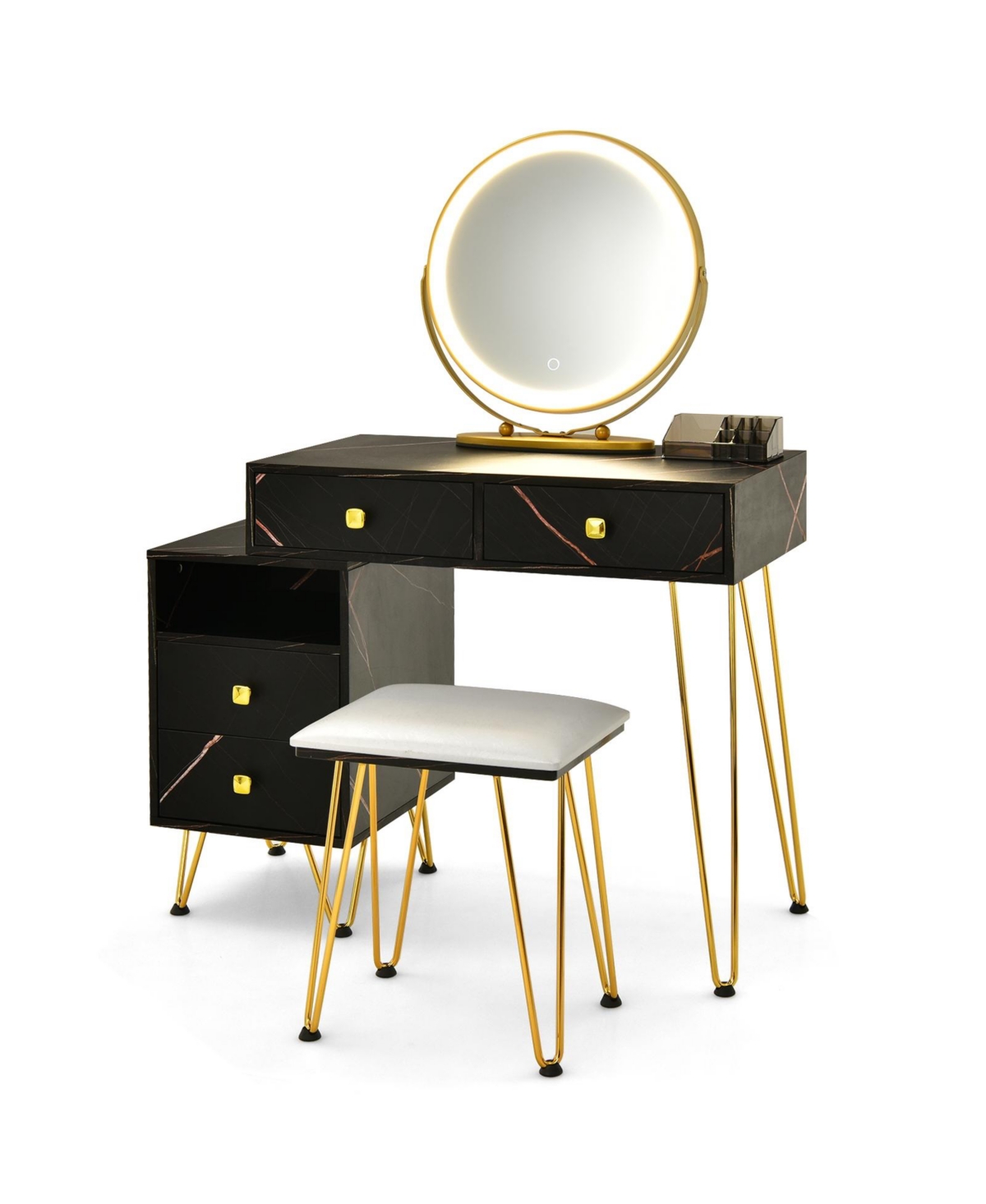Click here for Modern Dressing Table with Storage Cabinet - Black prices