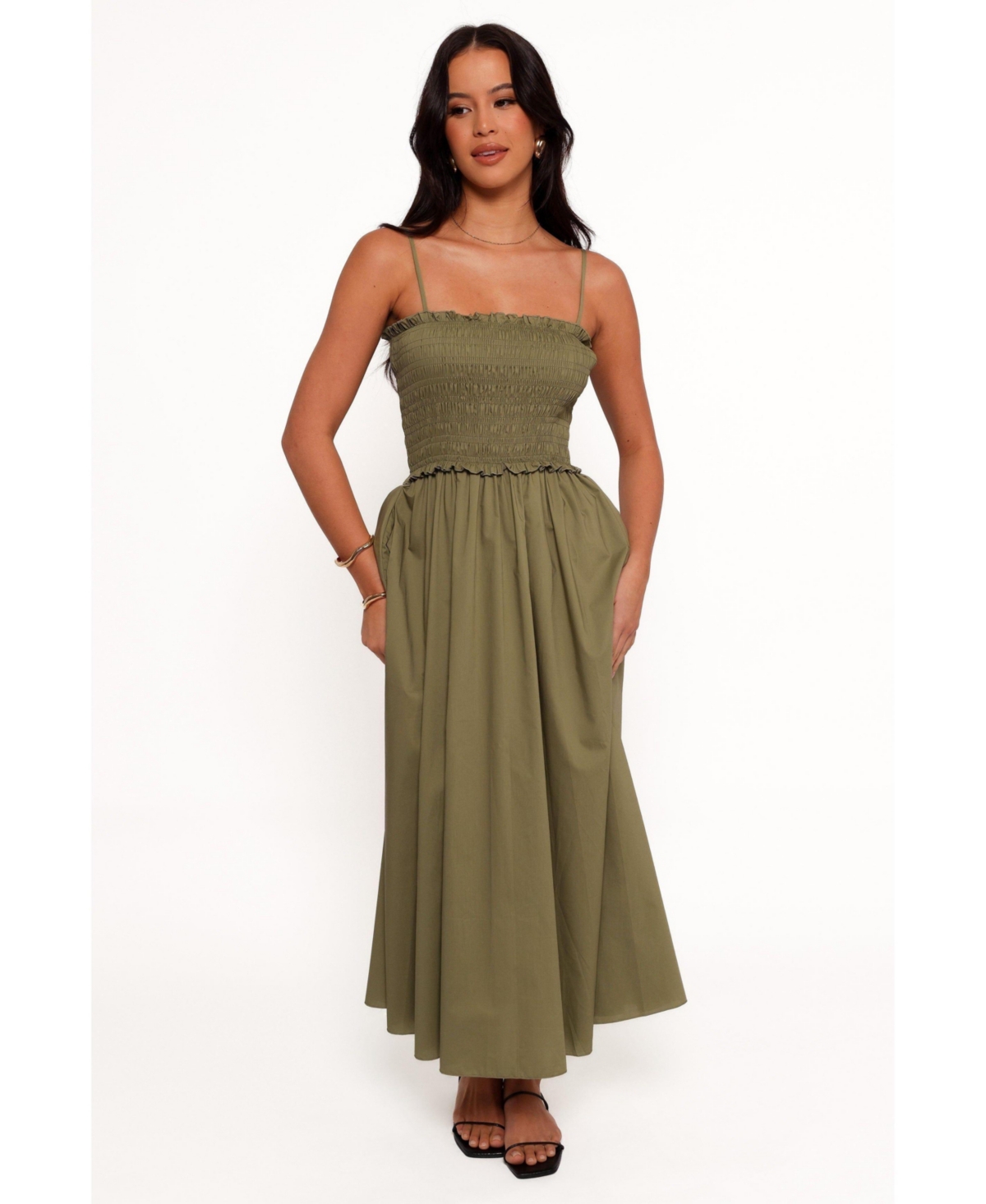 Click here for Petal and Pup Womens Nigella Maxi Dress - Olive gr... prices