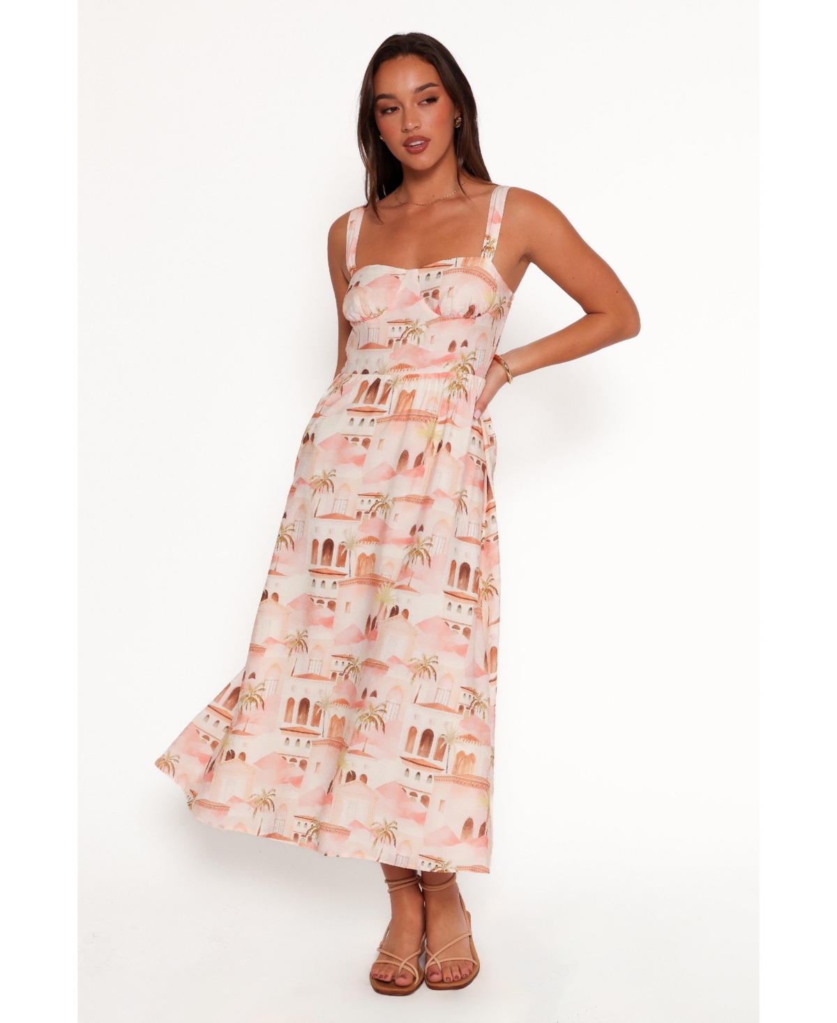 Click here for Petal and Pup Womens Laurette Midi Dress - Tan pri... prices