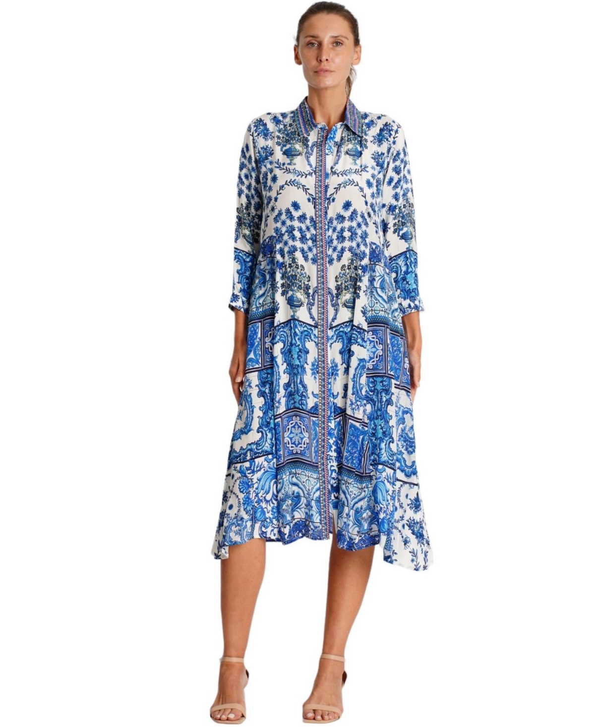 Click here for Midi long bell sleeves dress - Blue prices