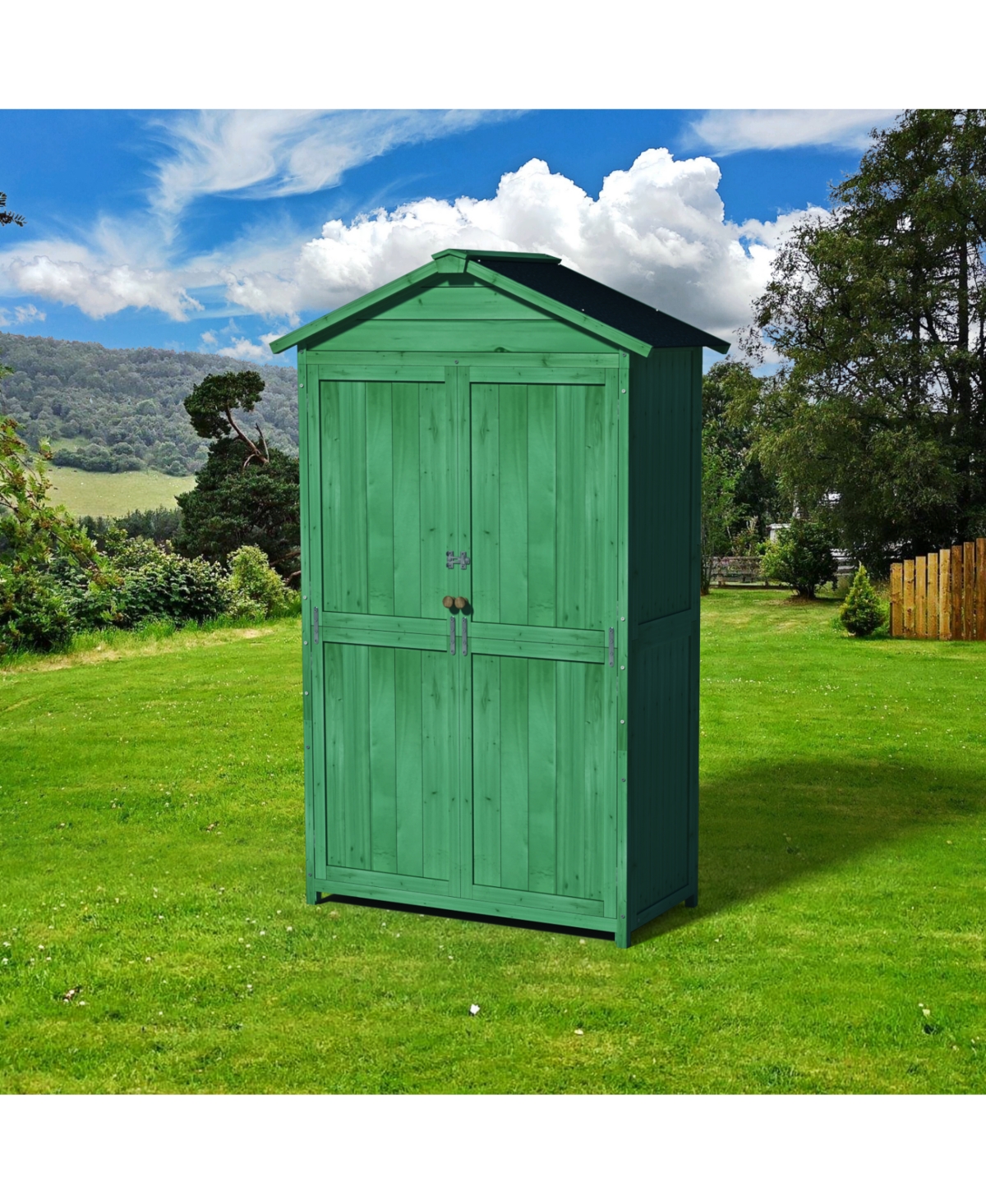 Click here for Streamdale Green Wood Storage Shed with Shelves -... prices