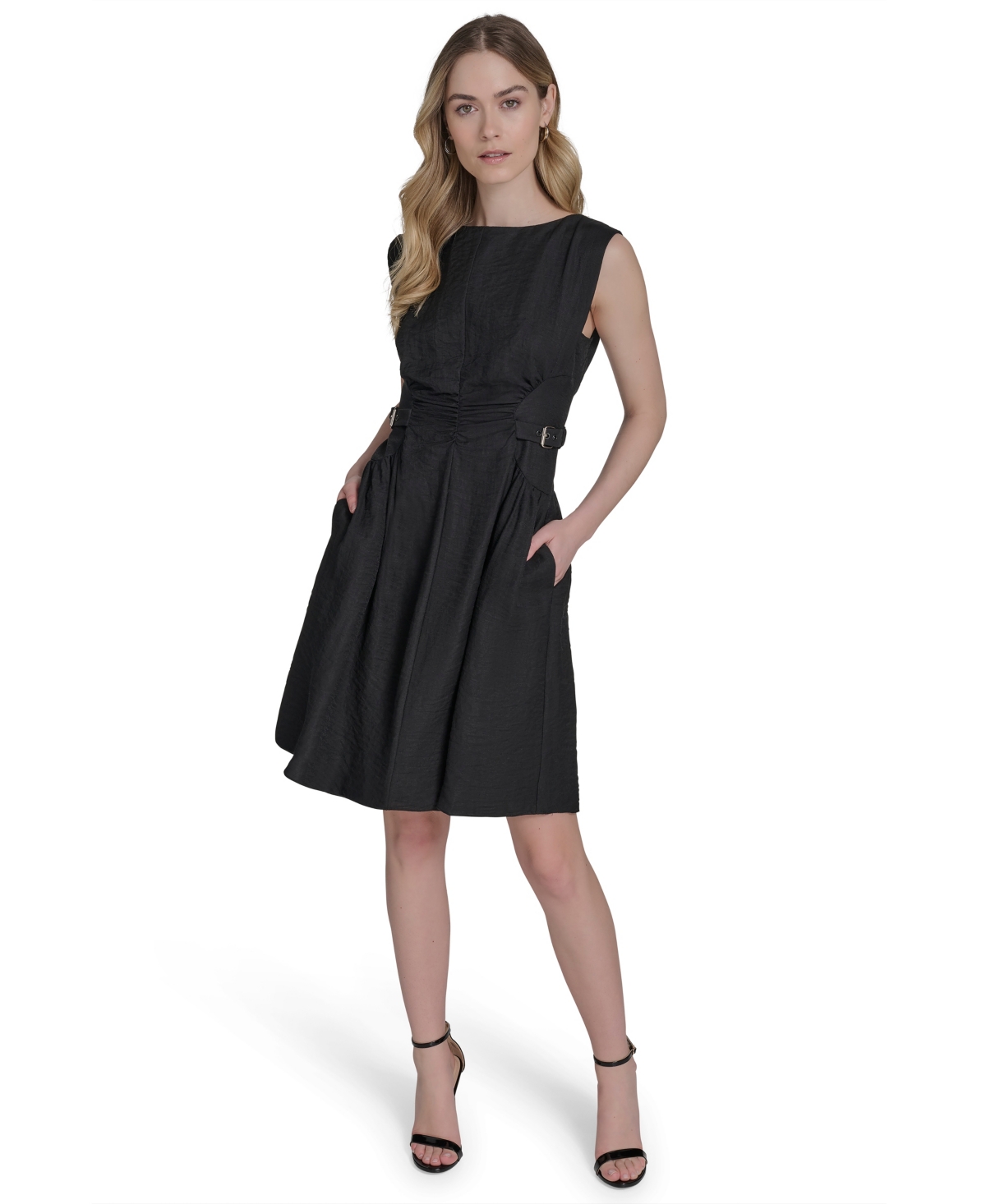 Click here for Vince Camuto Womens Crepe Sleeveless Fit & Flare D... prices