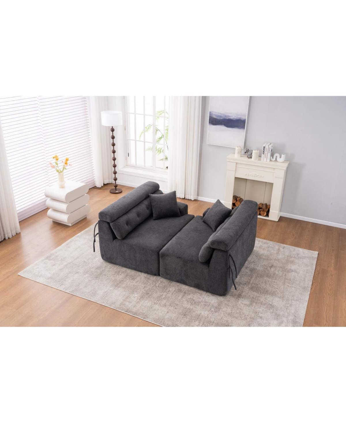 Click here for Streamdale Gray 4-Seater Compression Sofa with Pil... prices