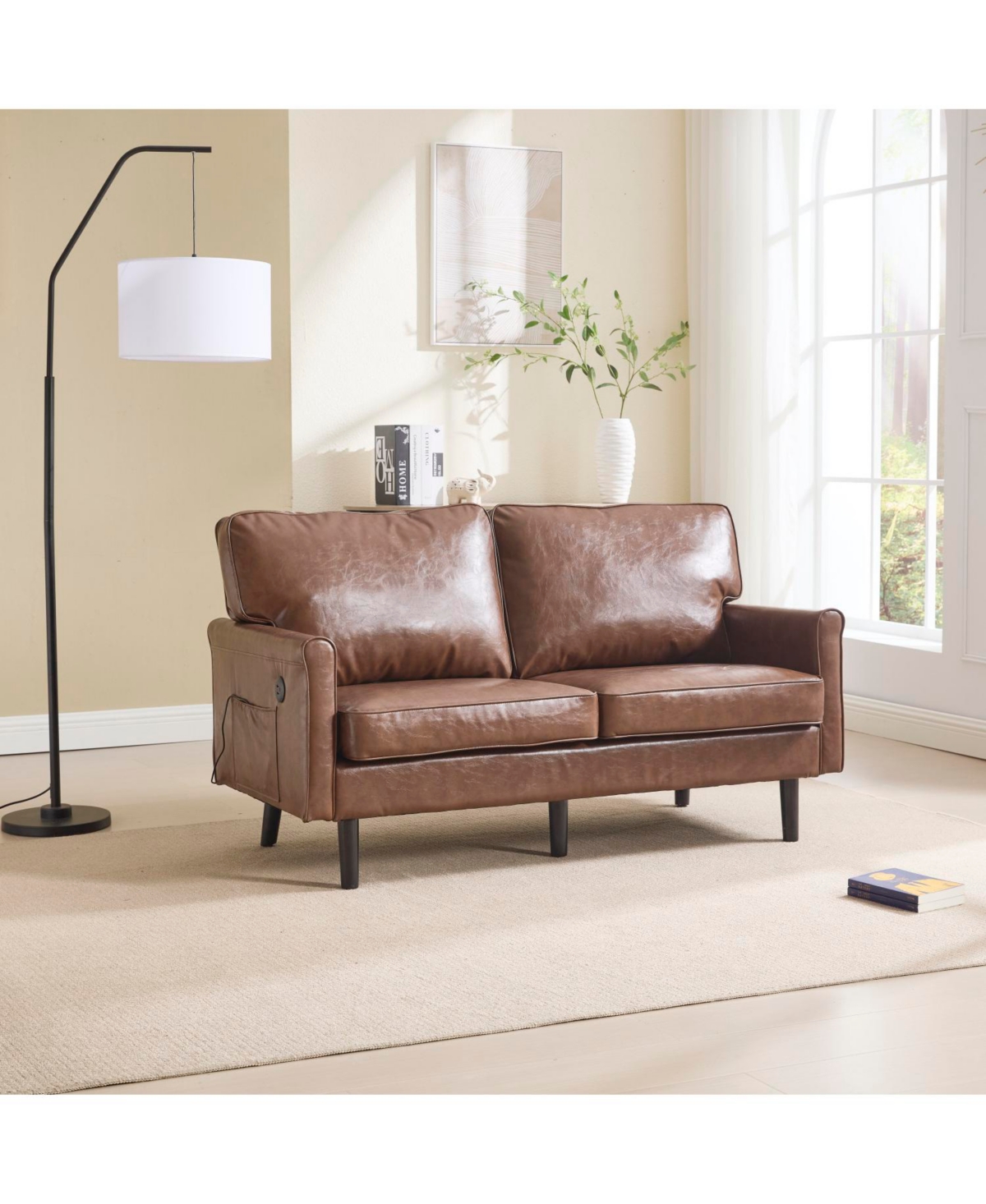 Click here for Mid-Century Loveseat with Usb & Pillows: Modern 2-... prices