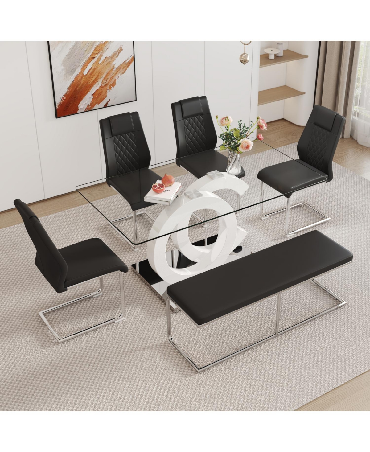 Click here for Tempered Glass Dining Set with Comfortable Pu Chai... prices
