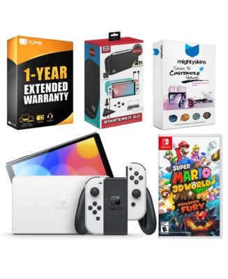 Nintendo Switch White OLED Console with Super Mario 3D World + Bowser s ...