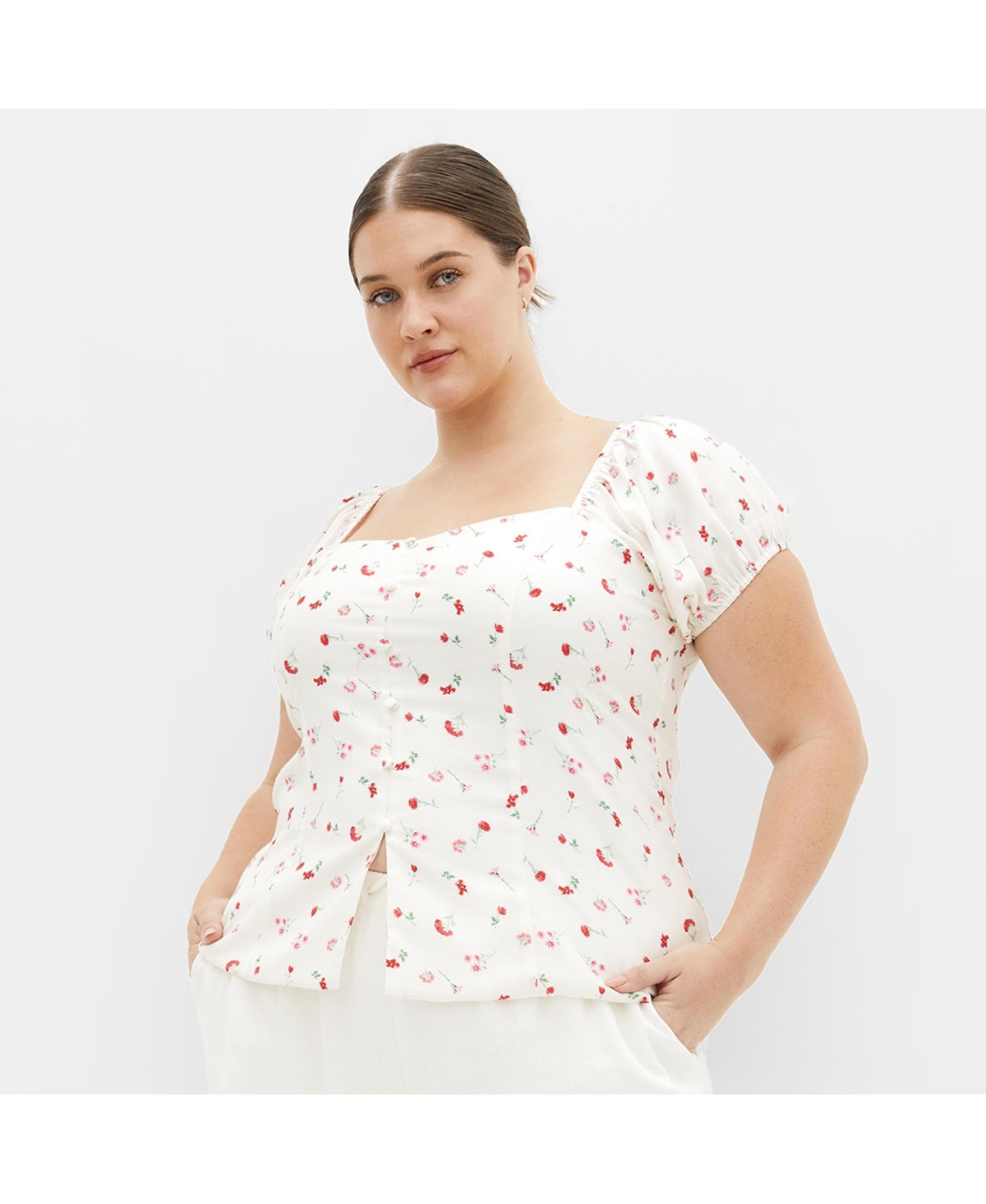 Click here for City Chic Plus Size Daydreamer Print Top - Ivory b... prices