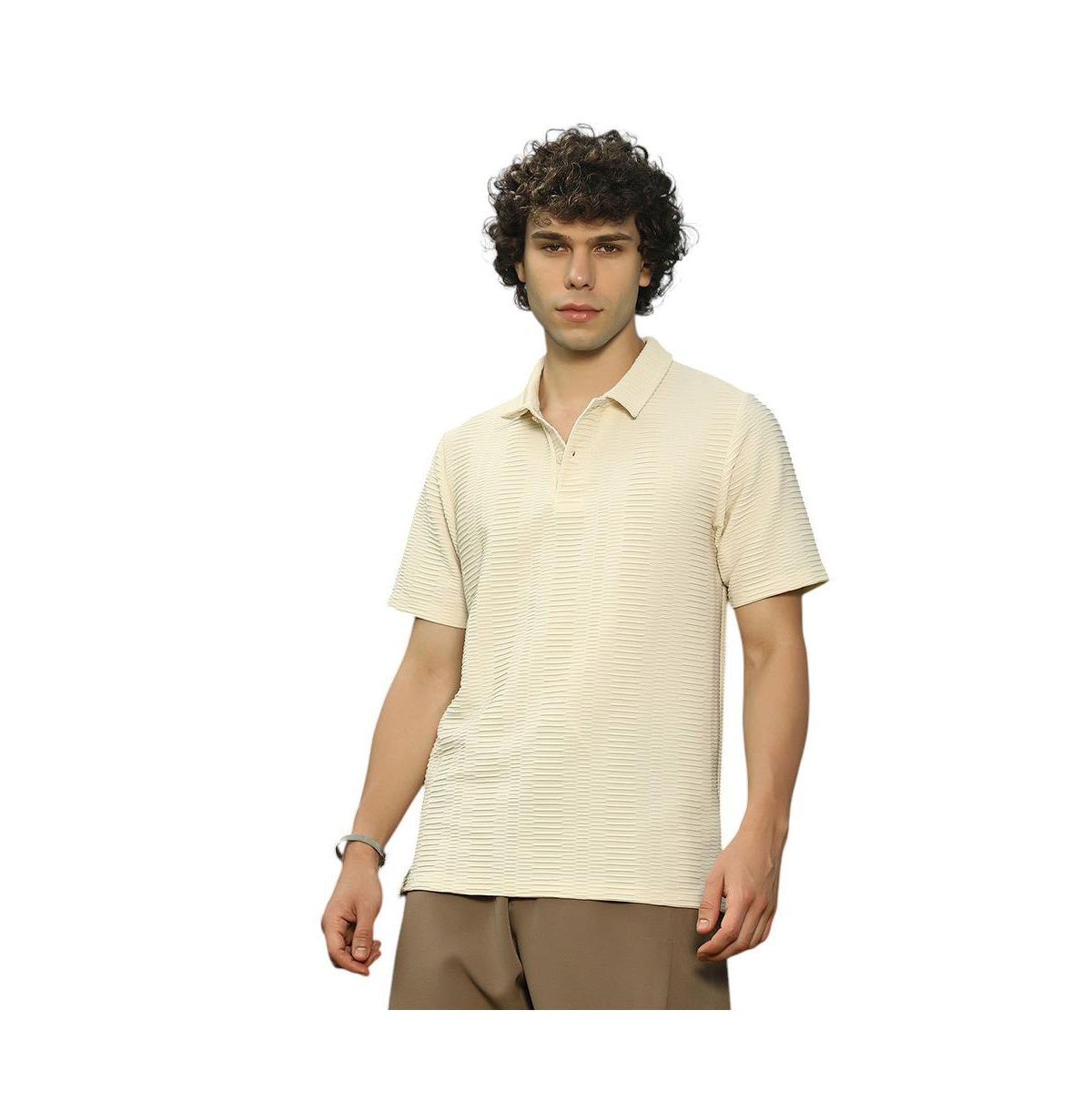 Click here for Campus Sutra Mens Banana Yellow Flatten-Ruched Pol... prices