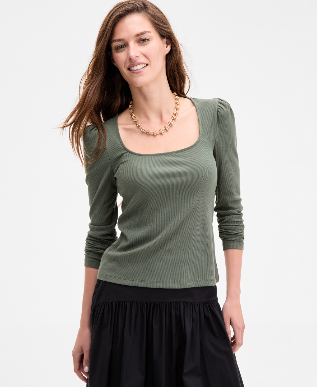 Click here for On 34th Womens Square-Neck Puff-Sleeve Top  Exclus... prices