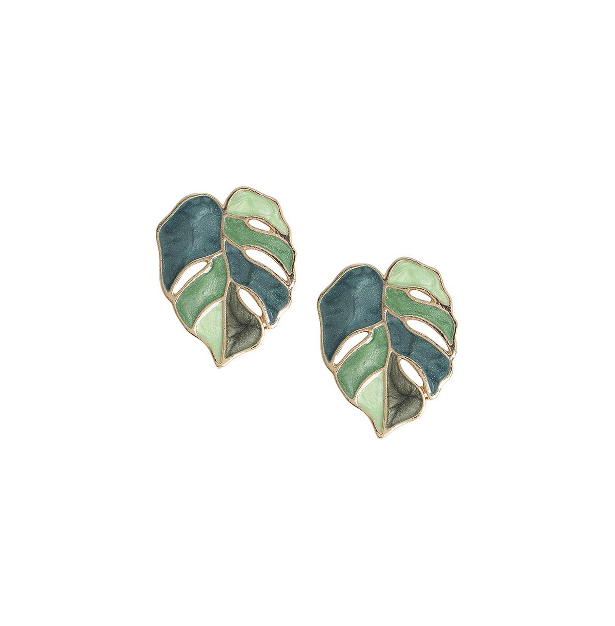Click here for Sohi Leaf Stud Earrings - Green prices