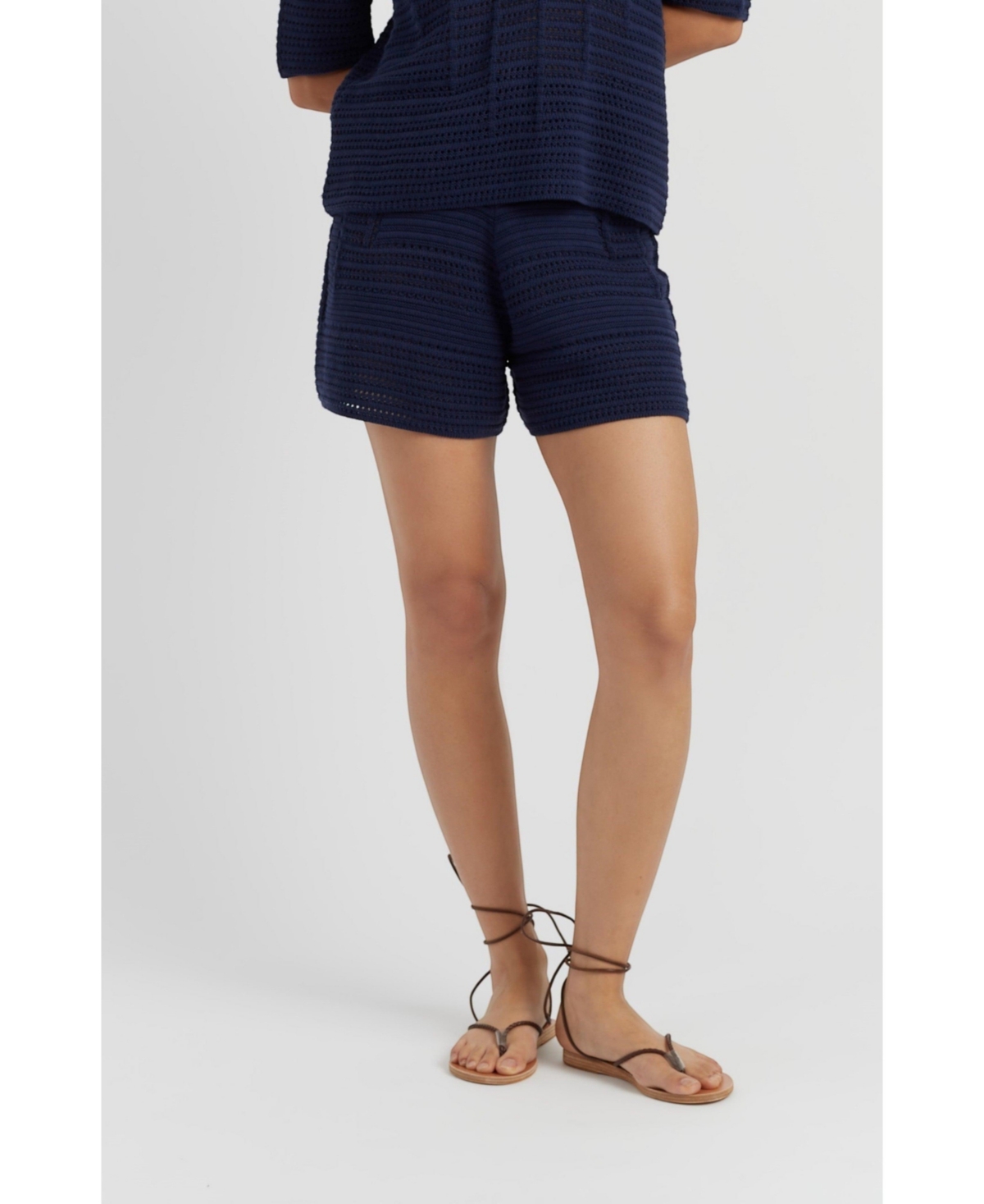 Click here for Chinti & Parker Womens Cotton Crochet Short - Navy prices