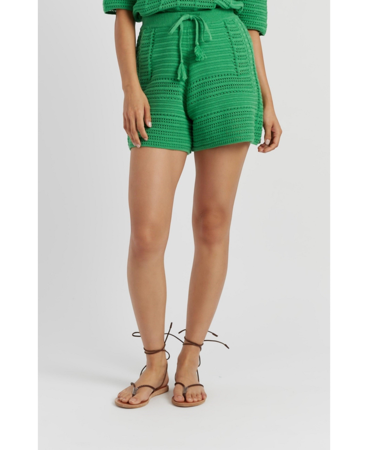 Click here for Chinti & Parker Womens Cotton Crochet Short - Gree... prices