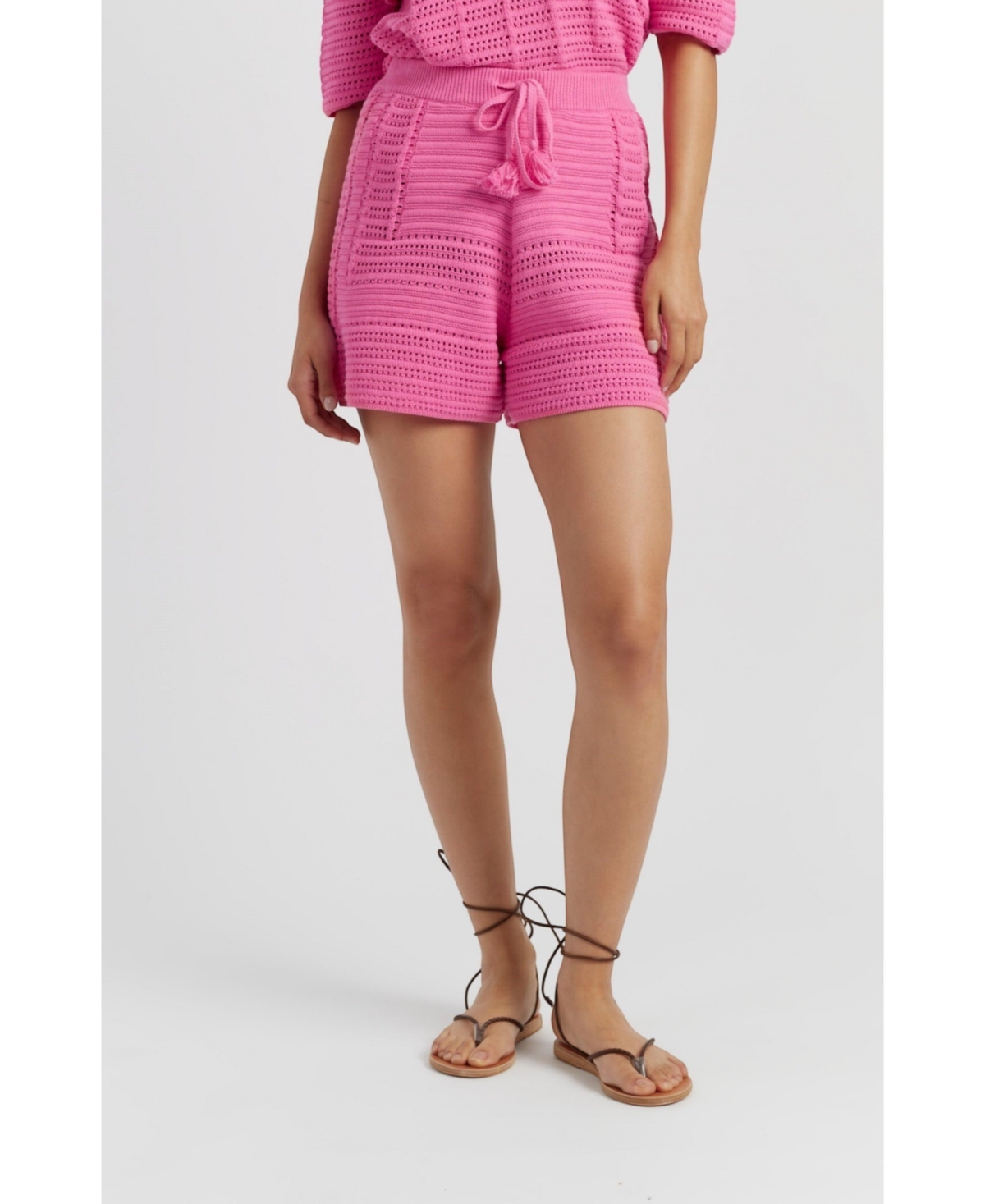 Click here for Chinti & Parker Womens Cotton Crochet Short - Pink prices