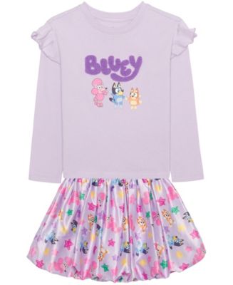 Bluey Toddler and Little Girls 2-Piece Bluey Long Sleeve Top and Skirt ...
