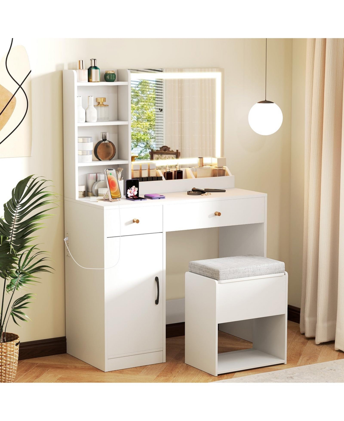 Click here for Vanity Dressing Table and Chair Set with Mirror an... prices