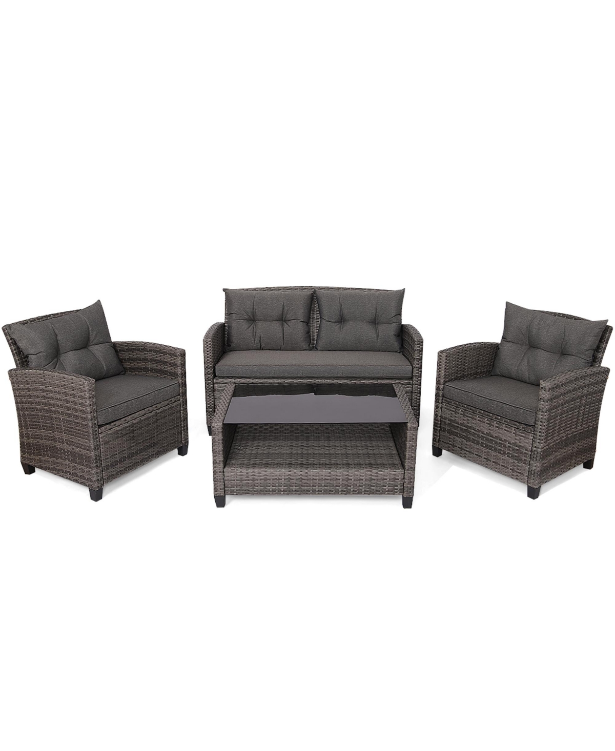 Click here for Gymax 4PC Rattan Patio Conversation Set Cushioned... prices