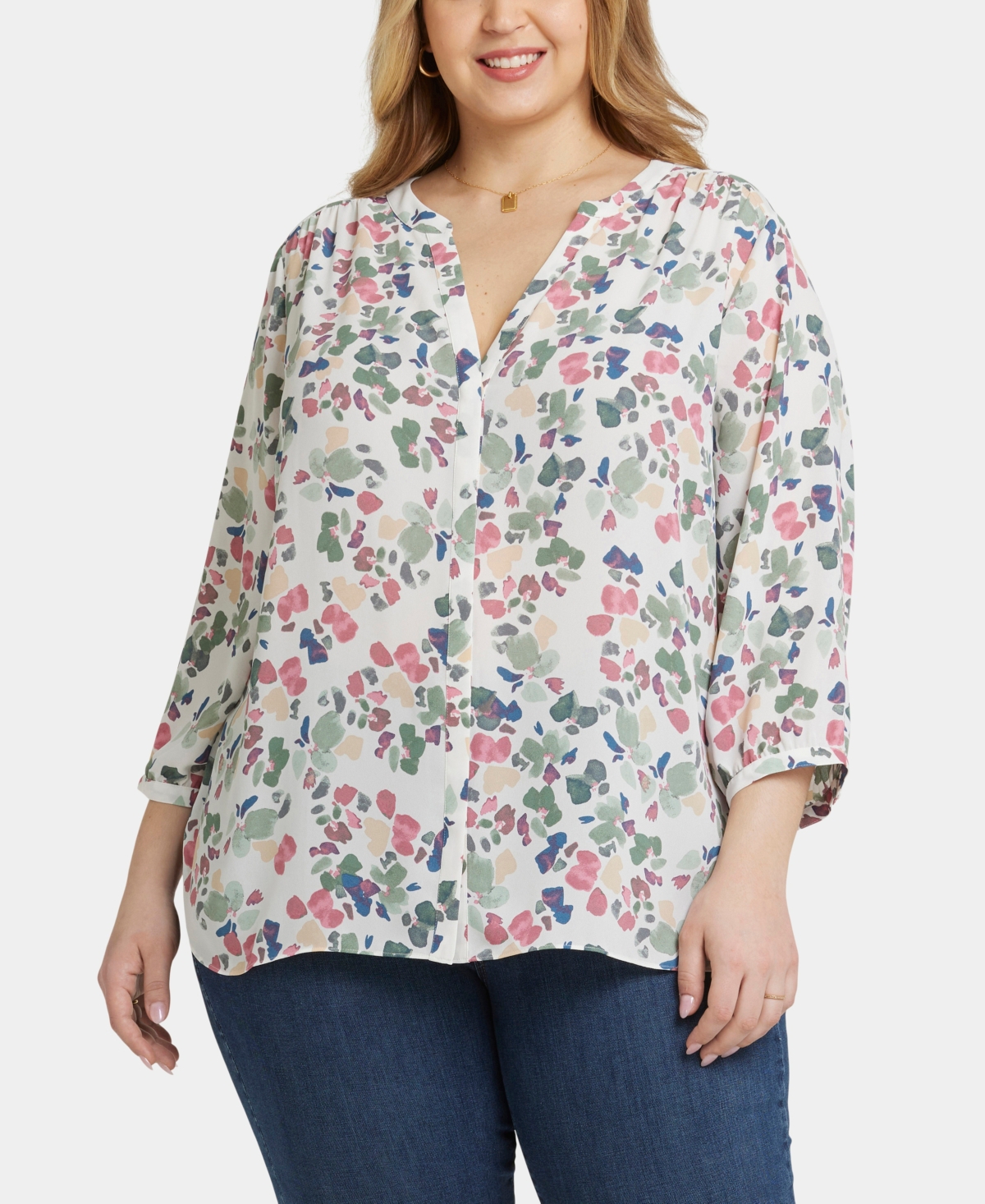 Click here for Nydj Plus Size Pintuck Blouse Sleeve Top - Illiana prices
