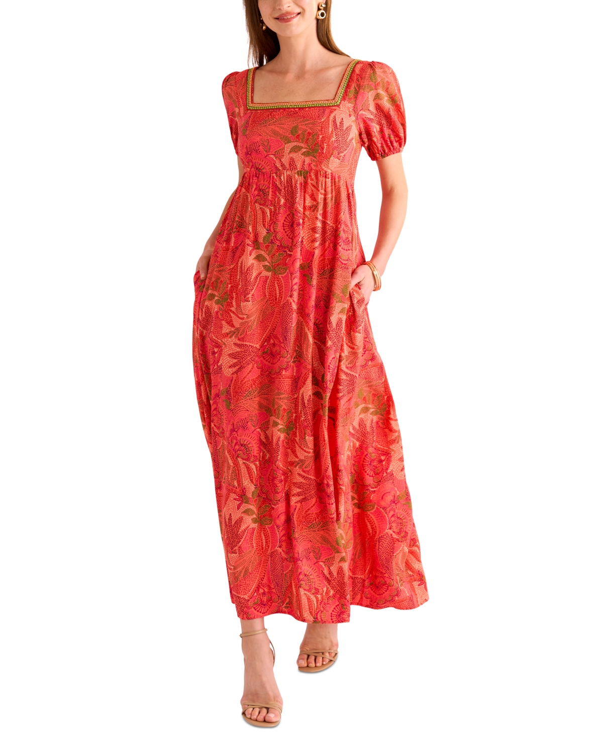 Click here for Vince Camuto Womens Printed Square-Neck Maxi Dress... prices