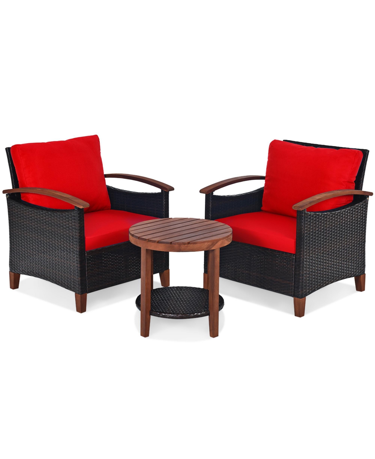 Click here for Gymax 3PCS Patio Wicker Rattan Conversation Set Ou... prices