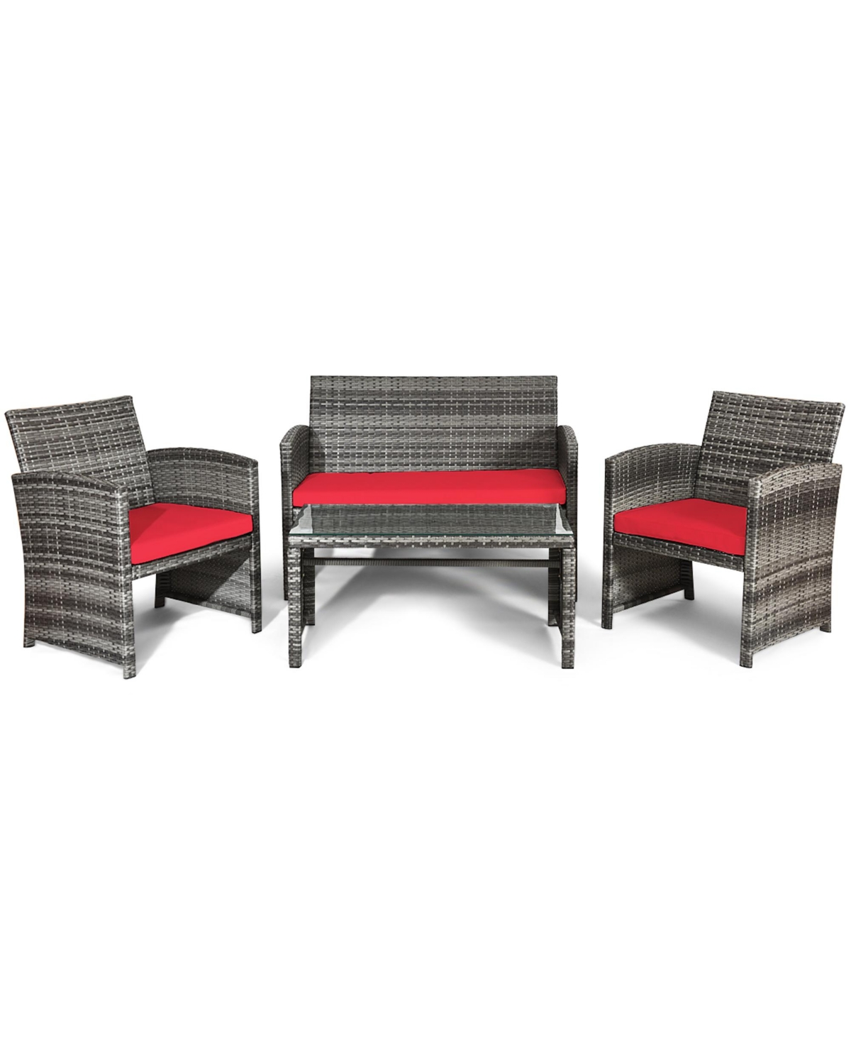 Click here for Gymax 4Pieces Patio Outdoor Rattan Conversation Fu... prices