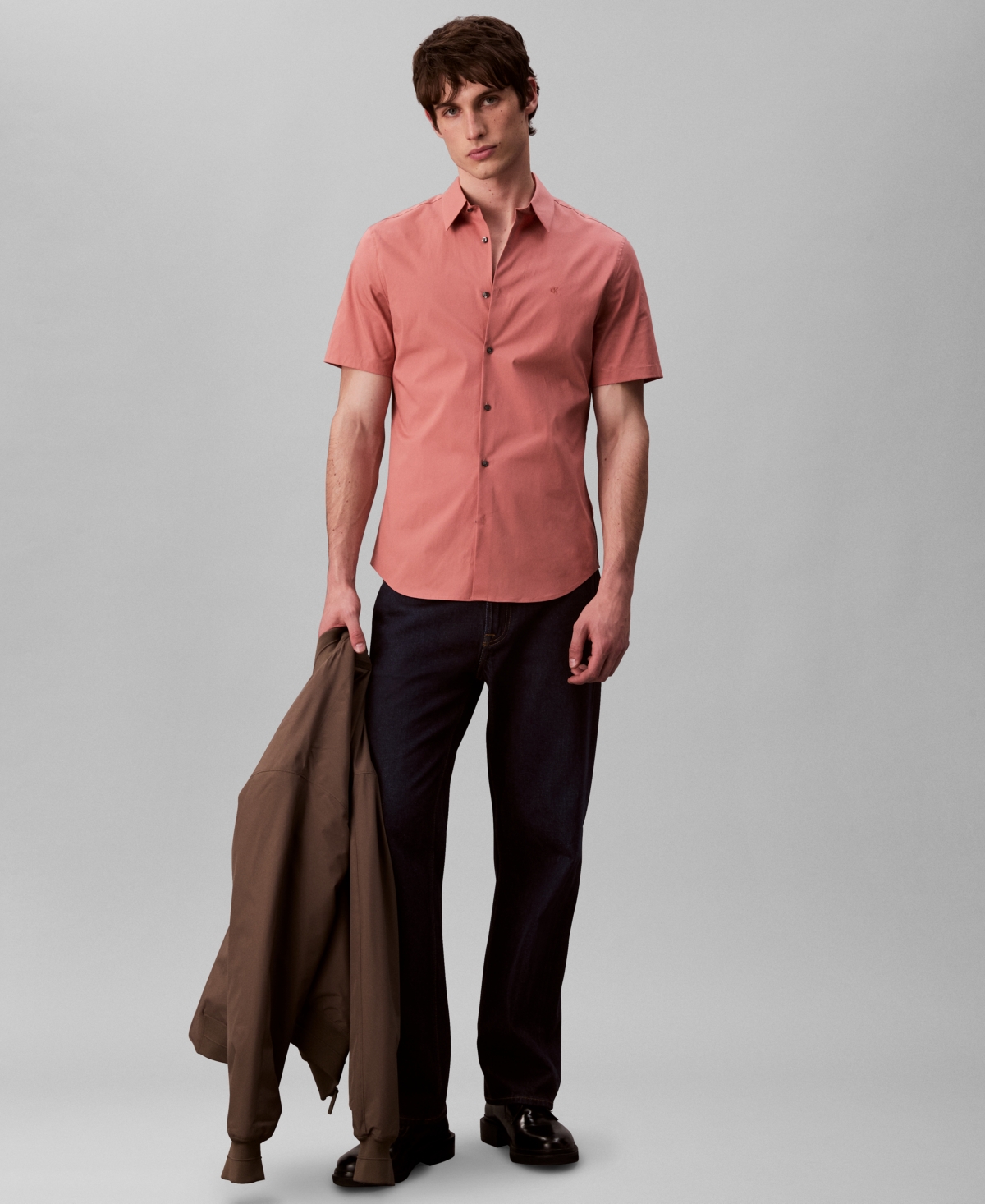 Click here for Calvin Klein Mens Slim Fit Short Sleeve Solid Stre... prices