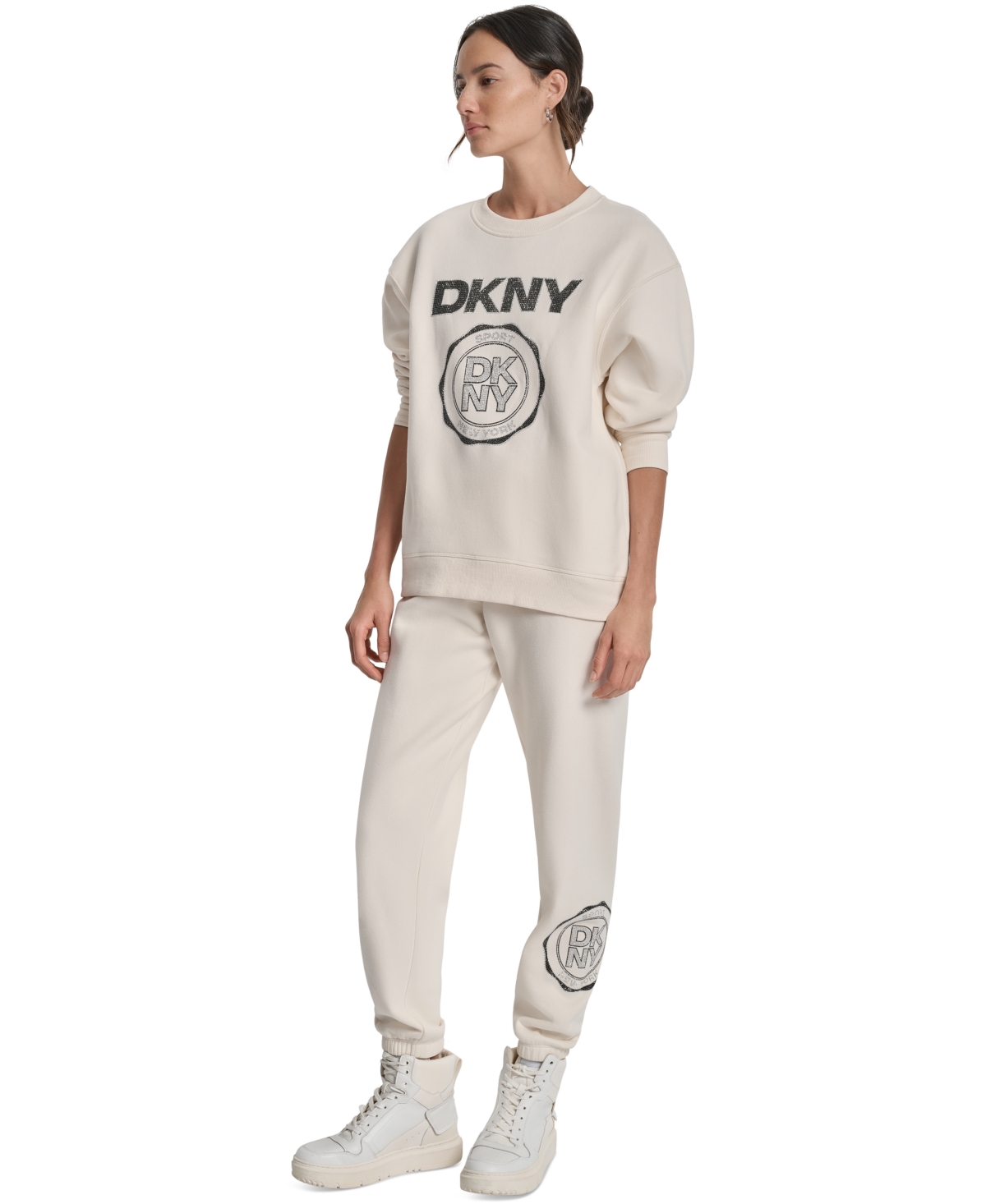 Click here for Dkny Sport Womens Medallion-Logo Crewneck Sweatshi... prices