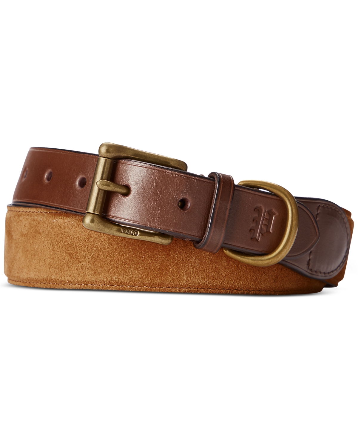 Click here for Polo Ralph Lauren Mens Leather-Trim Suede Belt - T... prices