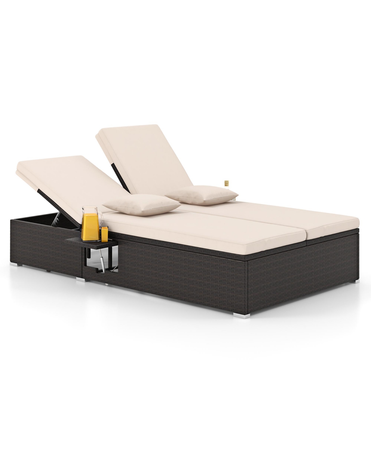 Click here for Gymax Outdoor Patio Daybed Pe Wicker Double Chaise... prices