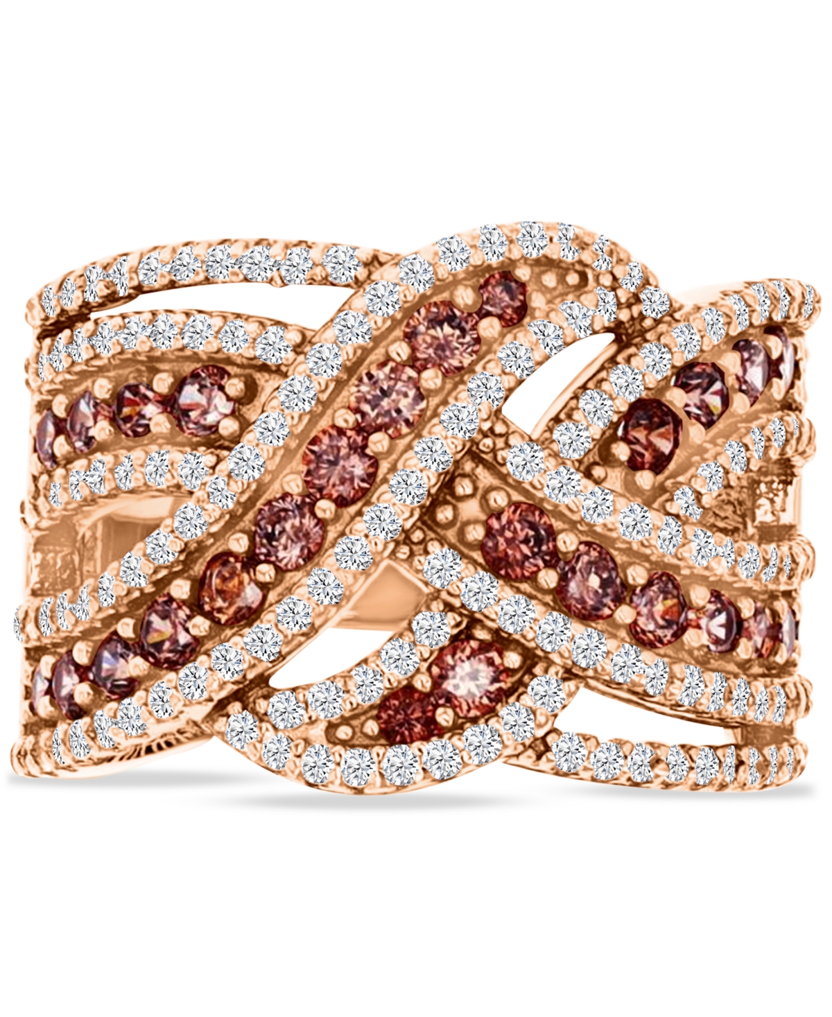 Click here for Cubic Zirconia Braid Style Statement Ring in 14k R... prices