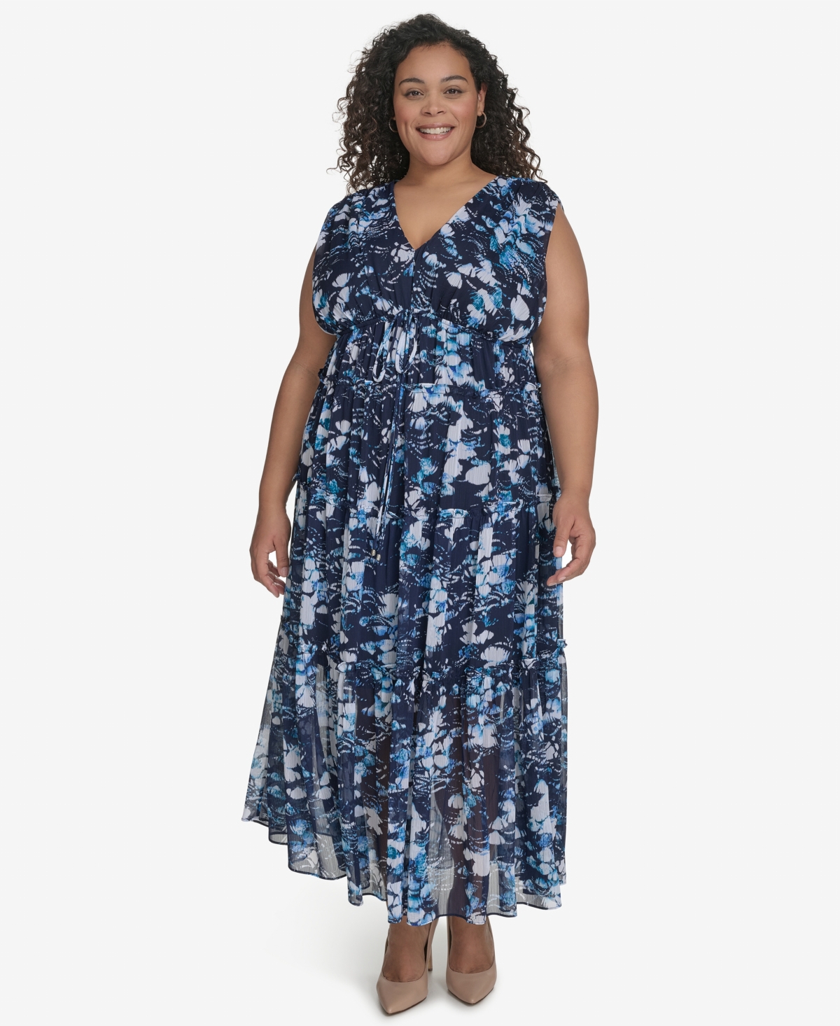 Click here for Dkny Plus Size Printed Empire Maxi Dress - Indigo... prices