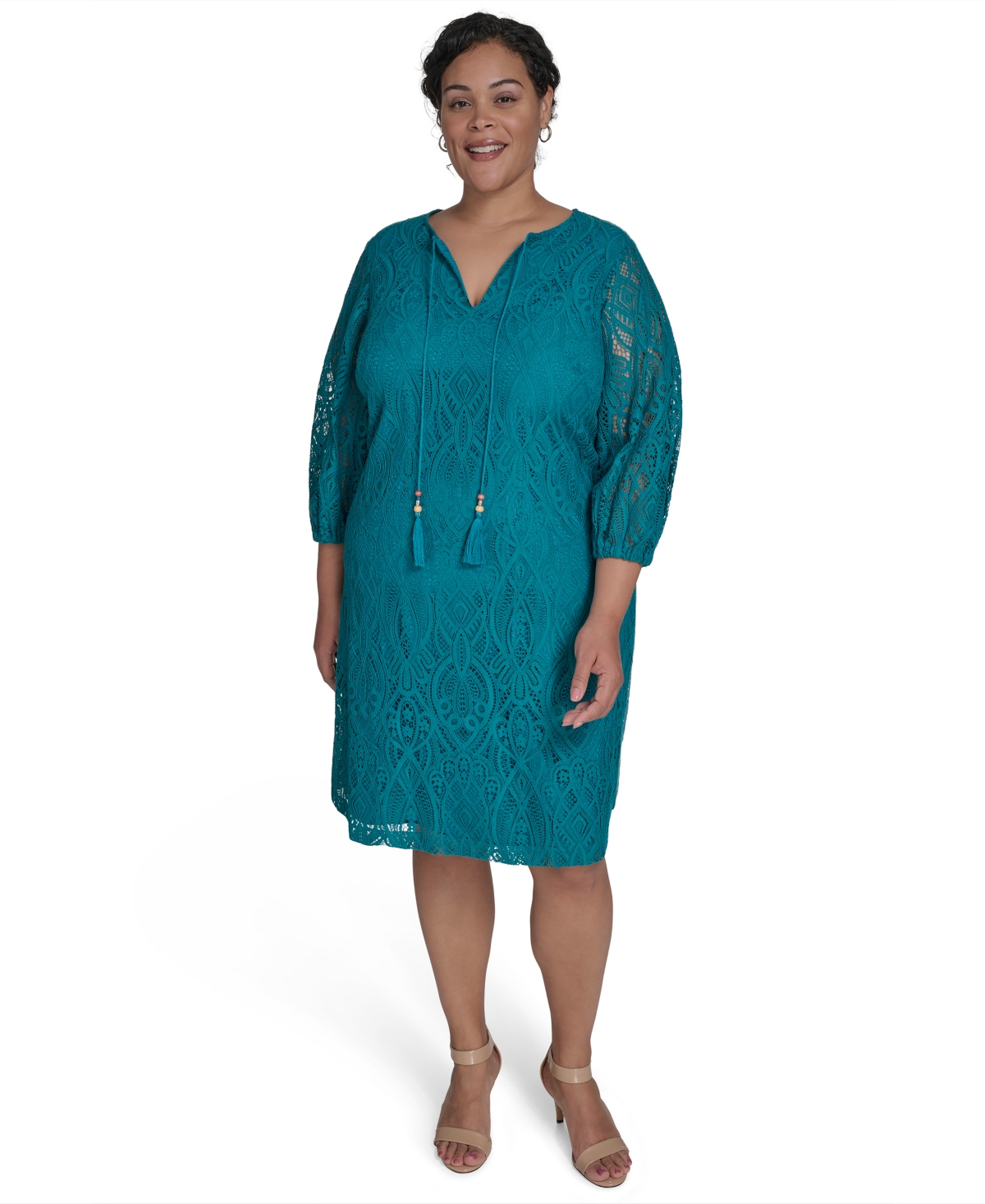 Click here for Jessica Howard Plus Size V-Neck Shift Dress - Teal prices