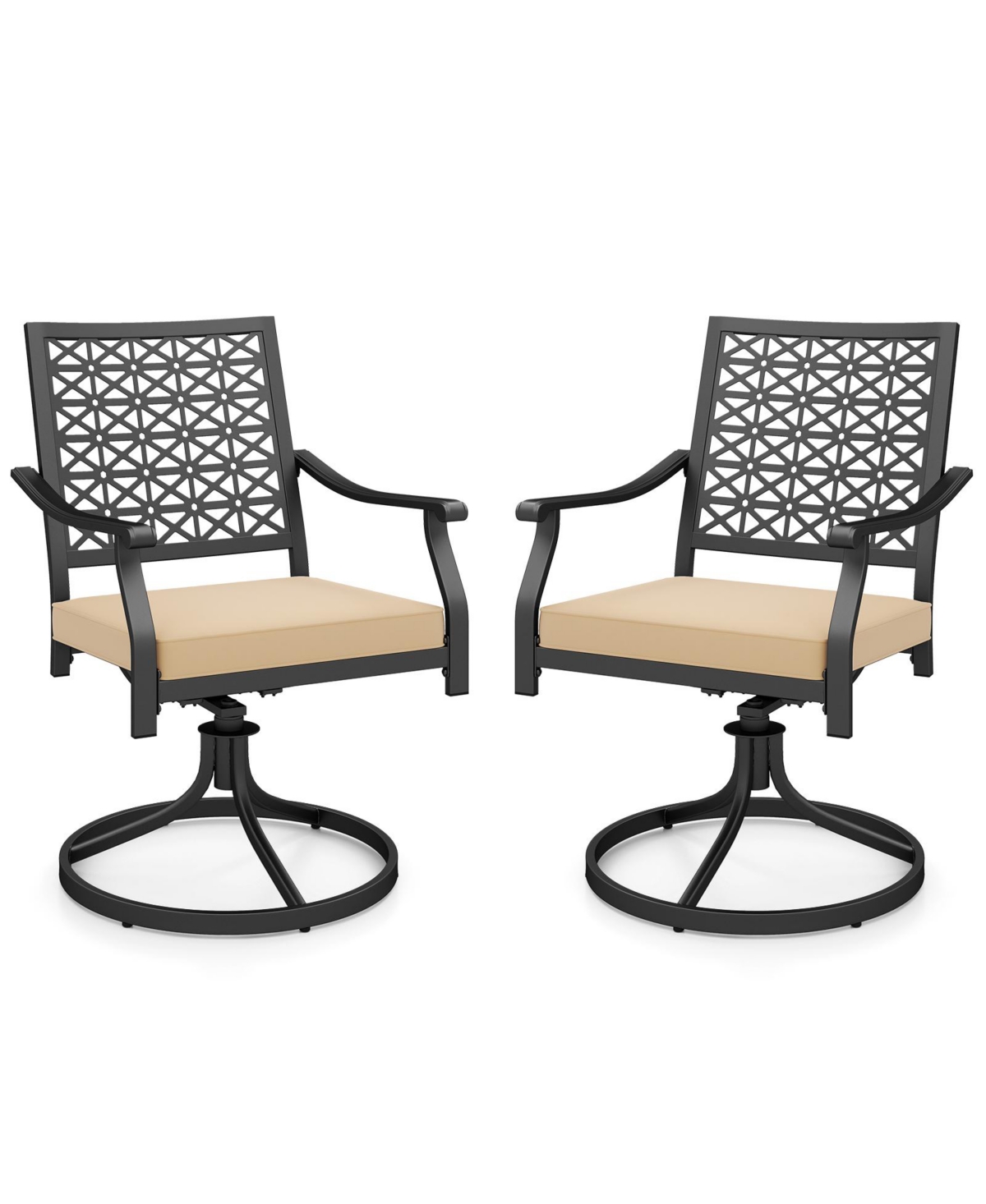 Click here for 2 Pieces Outdoor Swivel Chairs Patio Dining Chairs... prices