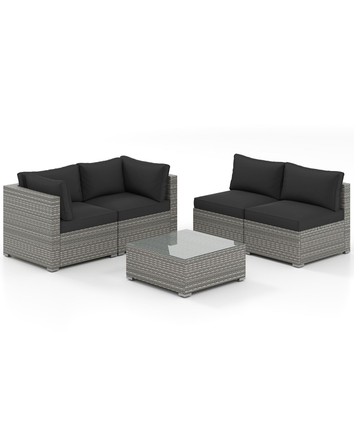 Click here for 5-Piece Outdoor Patio Sectional Sofa Couch and Gla... prices